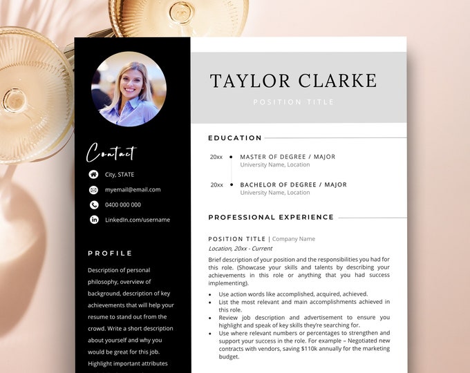 Modern Resume Template for a Mac, Professional Resume Template With ...