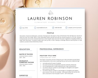 Teacher Resume Template for Microsoft Word & Pages, Teaching Resume ...