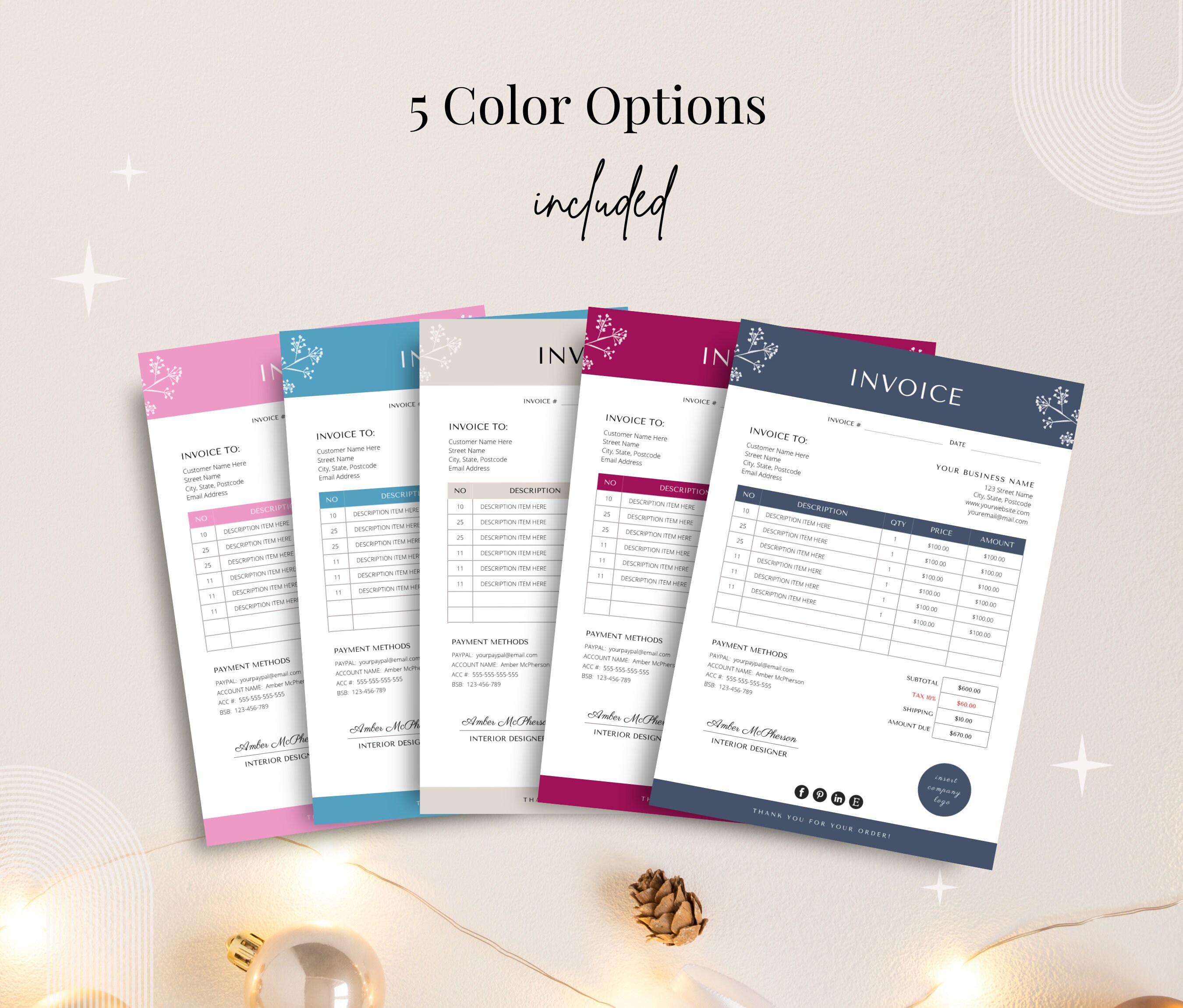 Invoice Template Graphic Designer, Business Invoice Template, Order ...