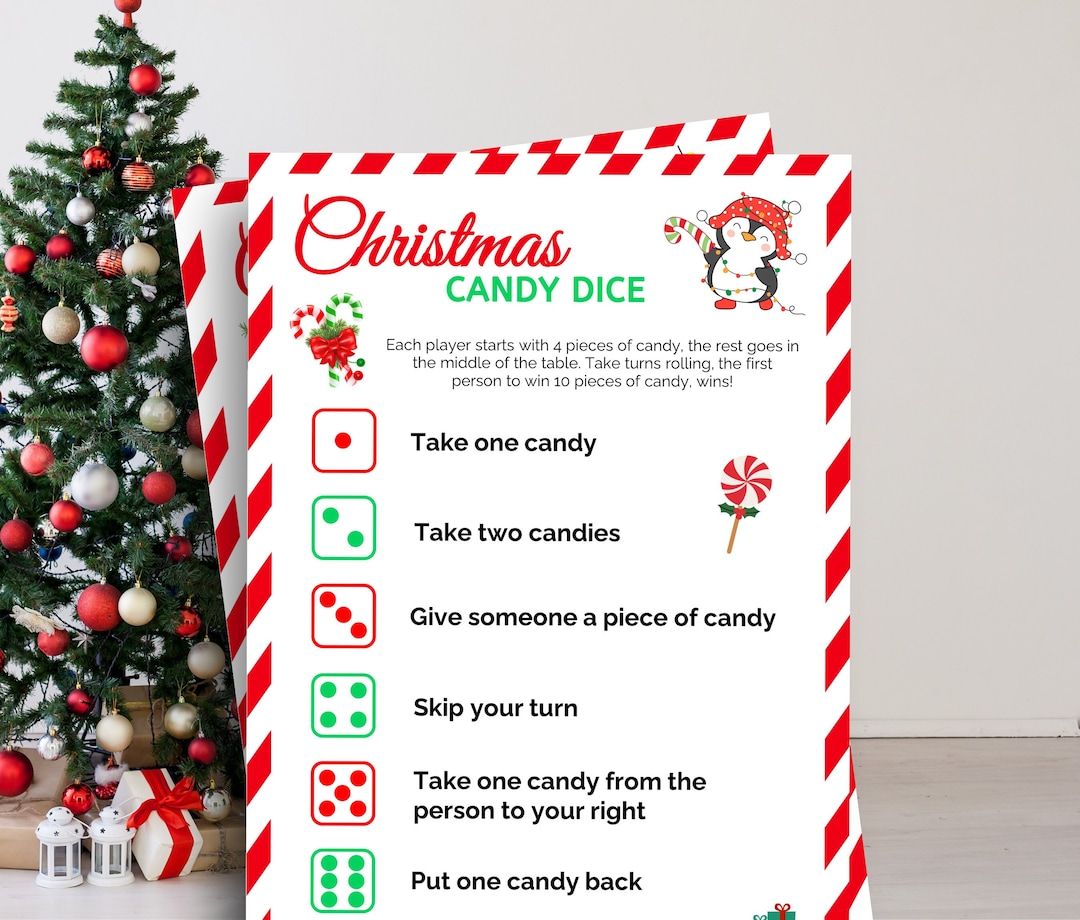 Christmas Candy Dice Game, Printable Christmas Game, Christmas Party ...