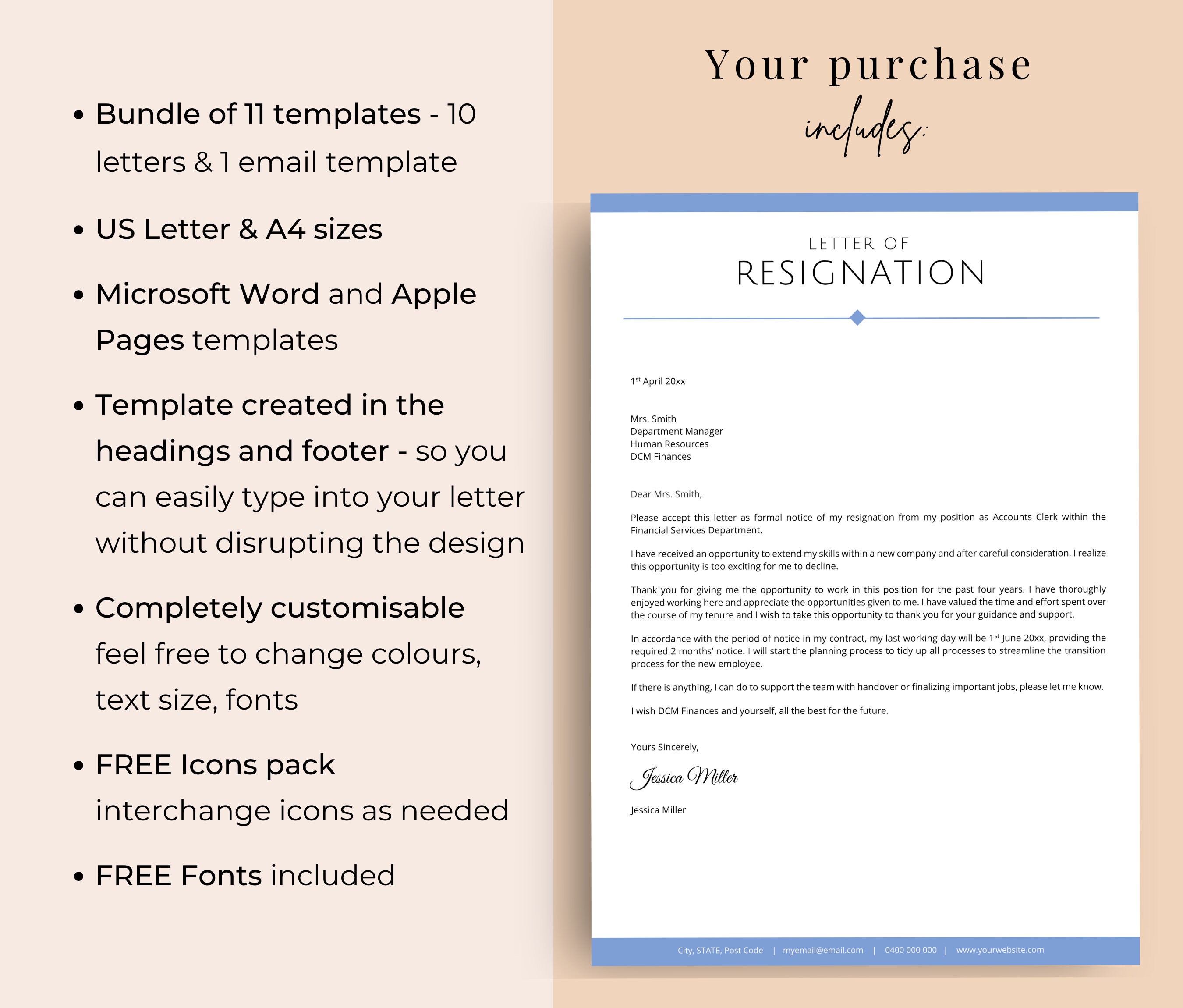 Letter of Resignation Template, Notice Letter, Resign Letter ...