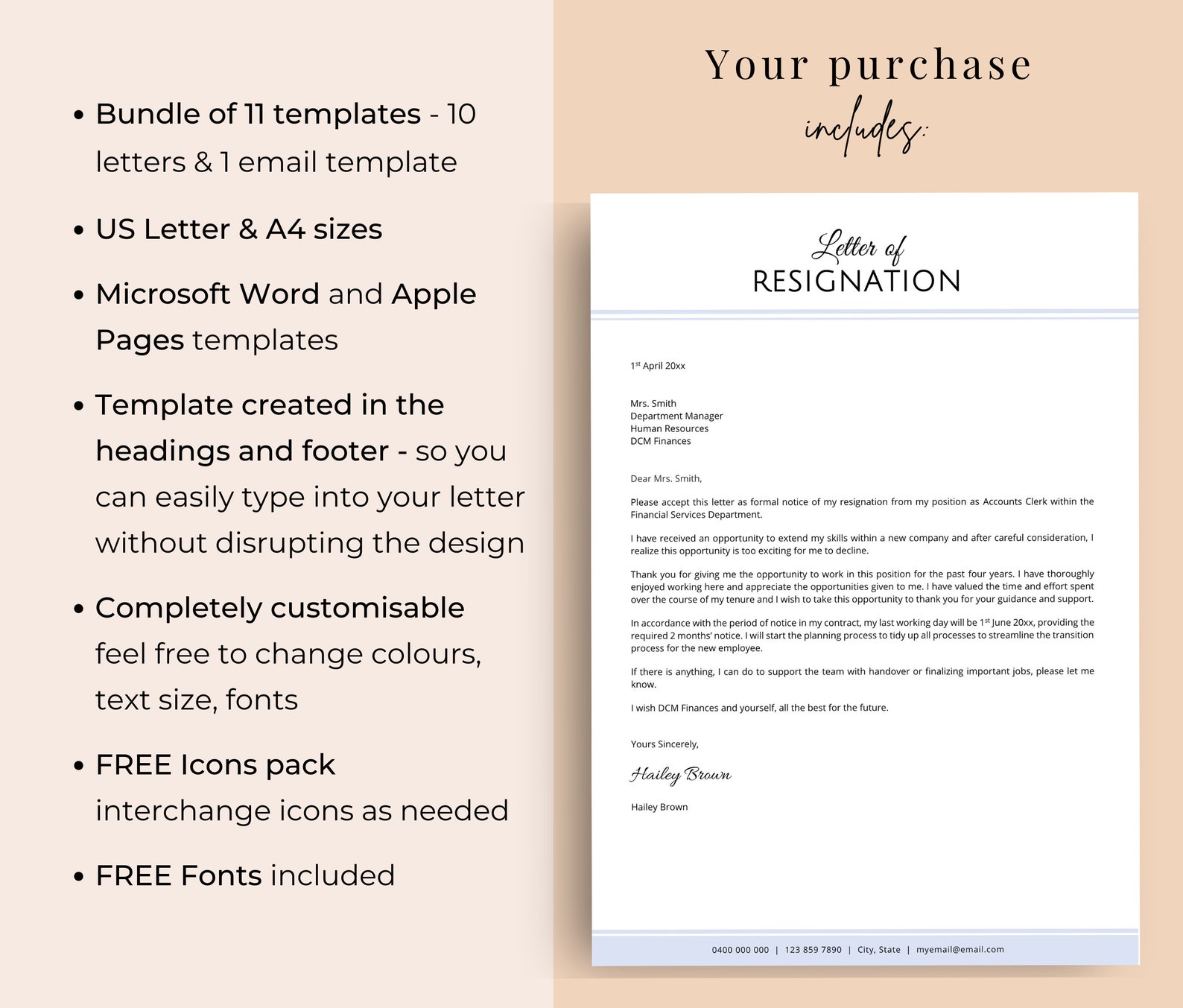 Resignation Letter Template, Resignation Template, Microsoft Word ...
