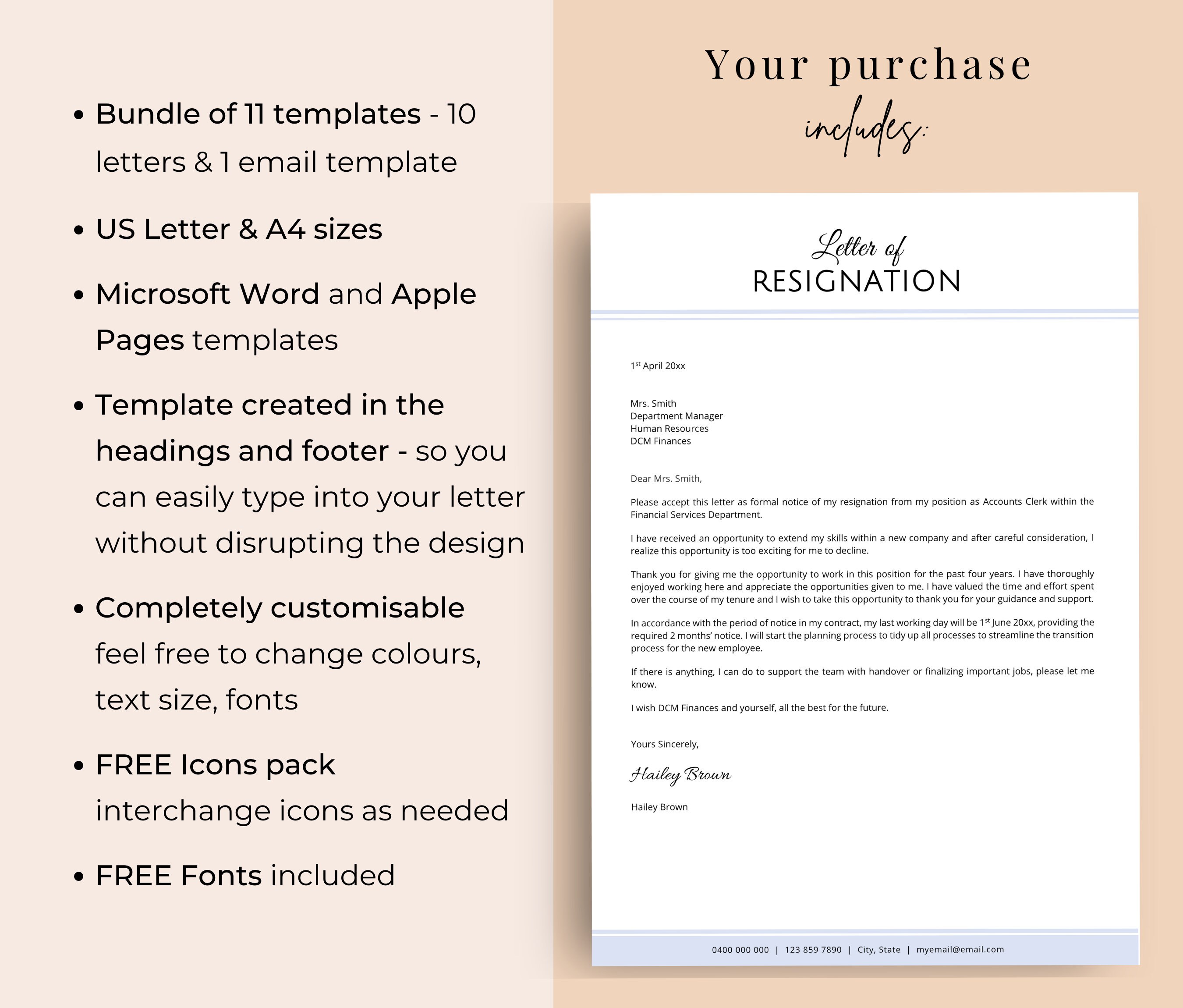 Resignation Letter Template, Resignation Template, Microsoft Word ...