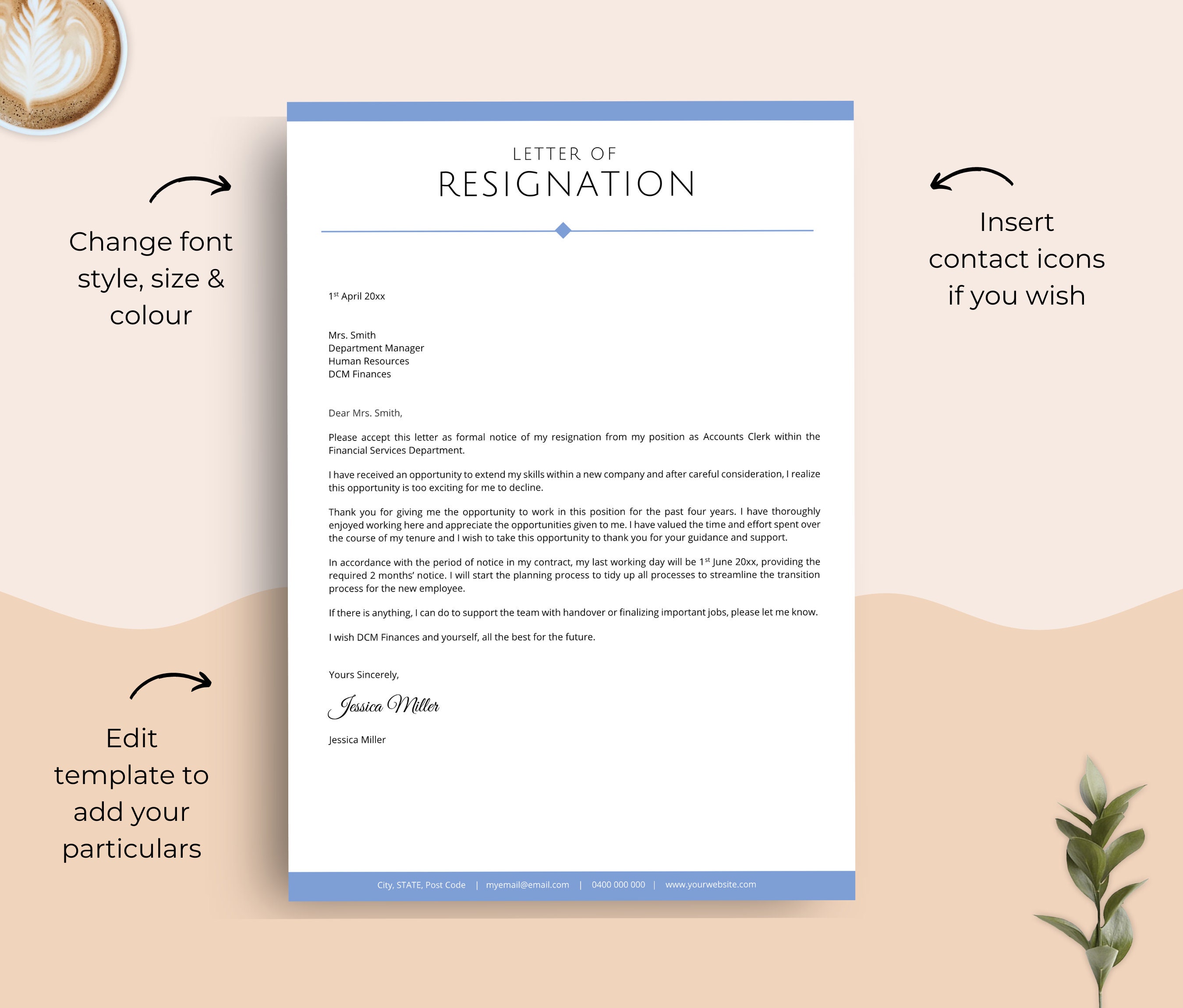 Letter of Resignation, Resignation Letter Template, Microsoft Word and ...