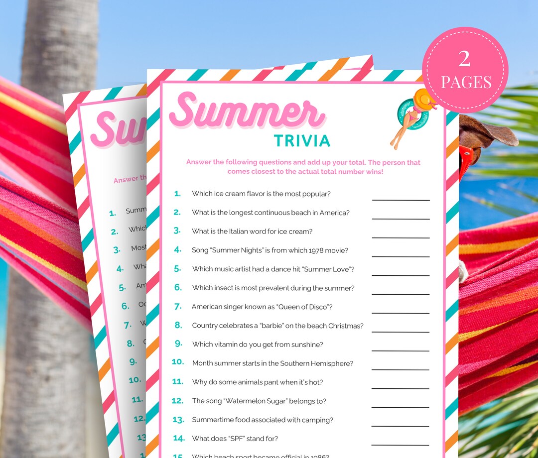 Summer Trivia Game Summertime Games, Summer Party Games, Pool Party ...