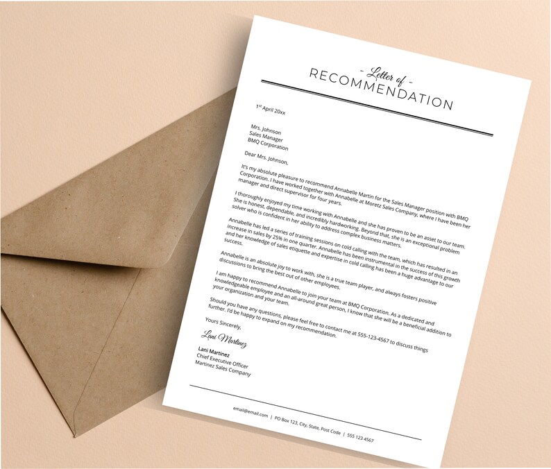 Letter of Recommendation Template, Recommendation Letter MS Word ...