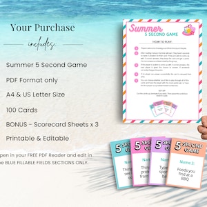 Summer Games, 5 Second Game, Summer Party Games for Kids, Adult Party ...