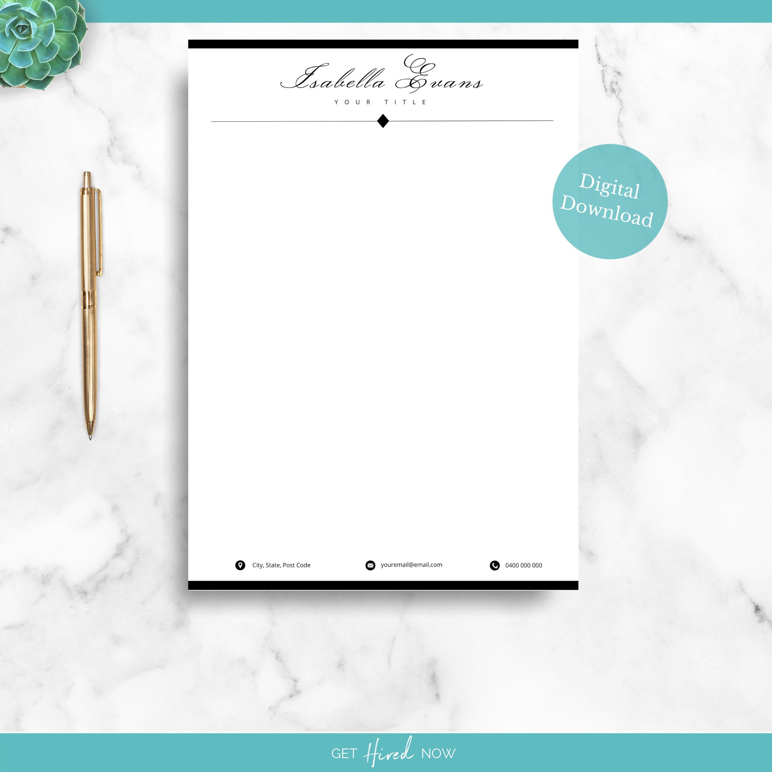 Personal Letterhead Template for Word Business Letterhead | Etsy