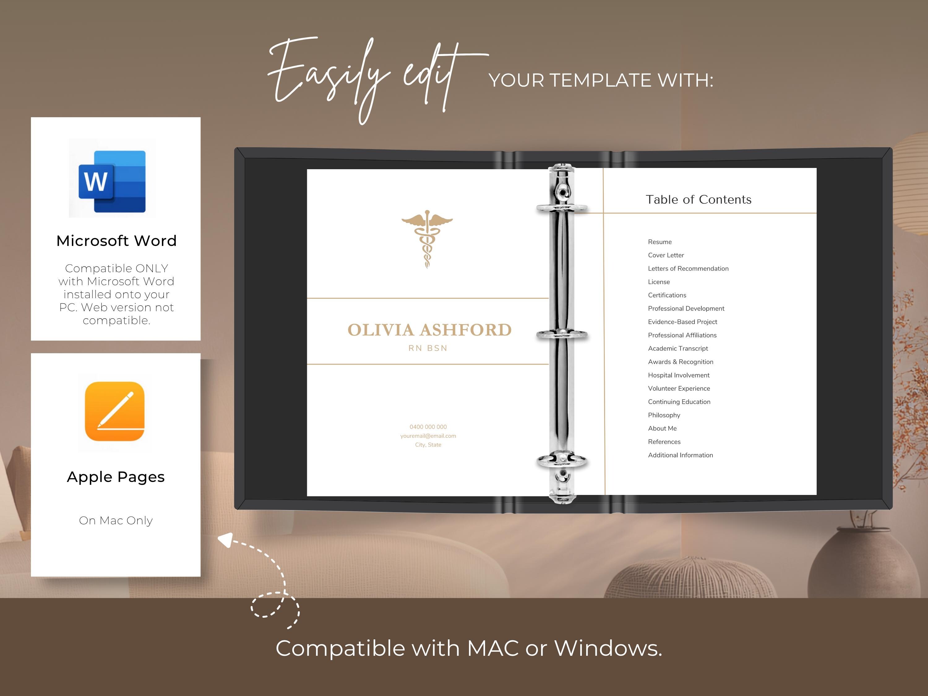 Nursing Portfolio Template, Curriculum Vitae, Nurse Resume Template and ...