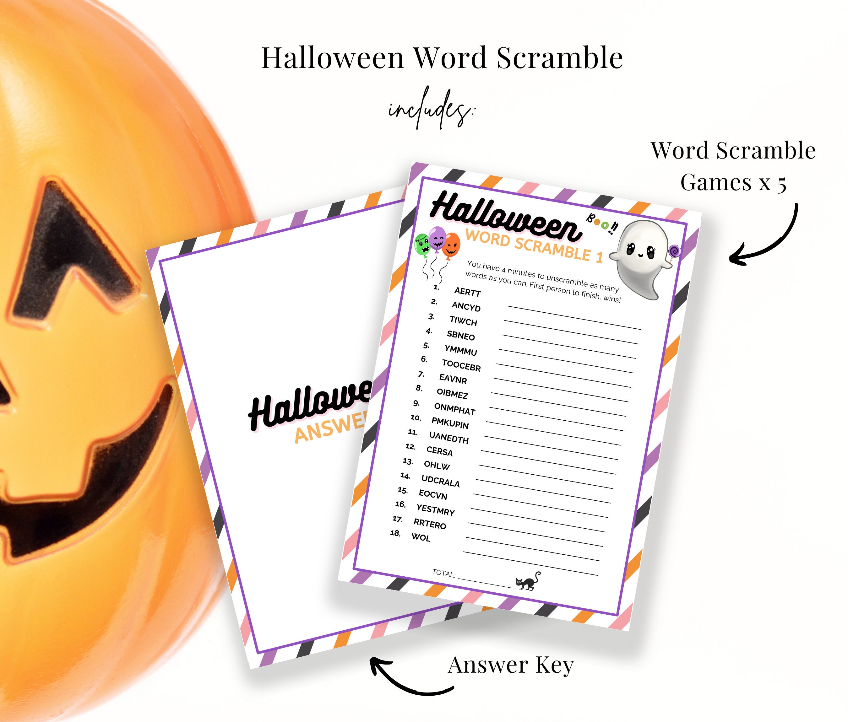 Halloween Word Scramble Game, Printable Halloween Game, Halloween Party ...