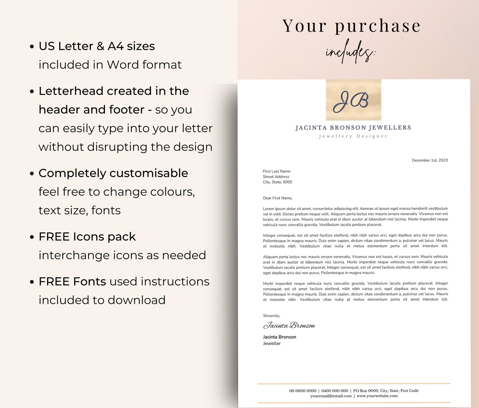 Letterhead Template Word, Business Letterhead, Letterhead Design Gold, Corporate Letterhead ...