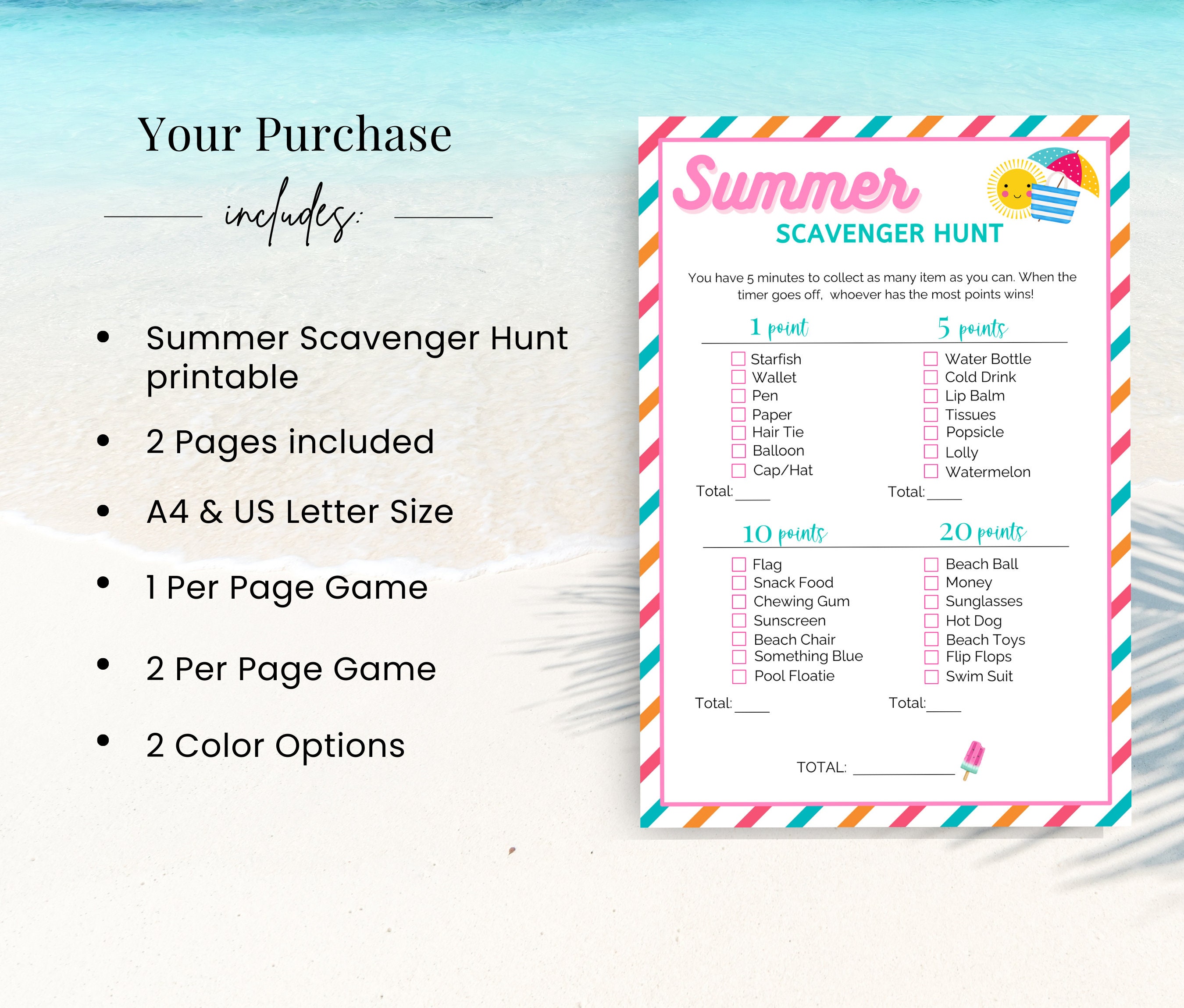 Summer Scavenger Hunt for Teens, Scavenger Hunt Printable, Summer Games ...