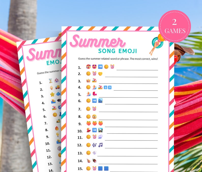 Summer Emoji Pictionary Game, Printable Summer Game, Summer Party Games ...