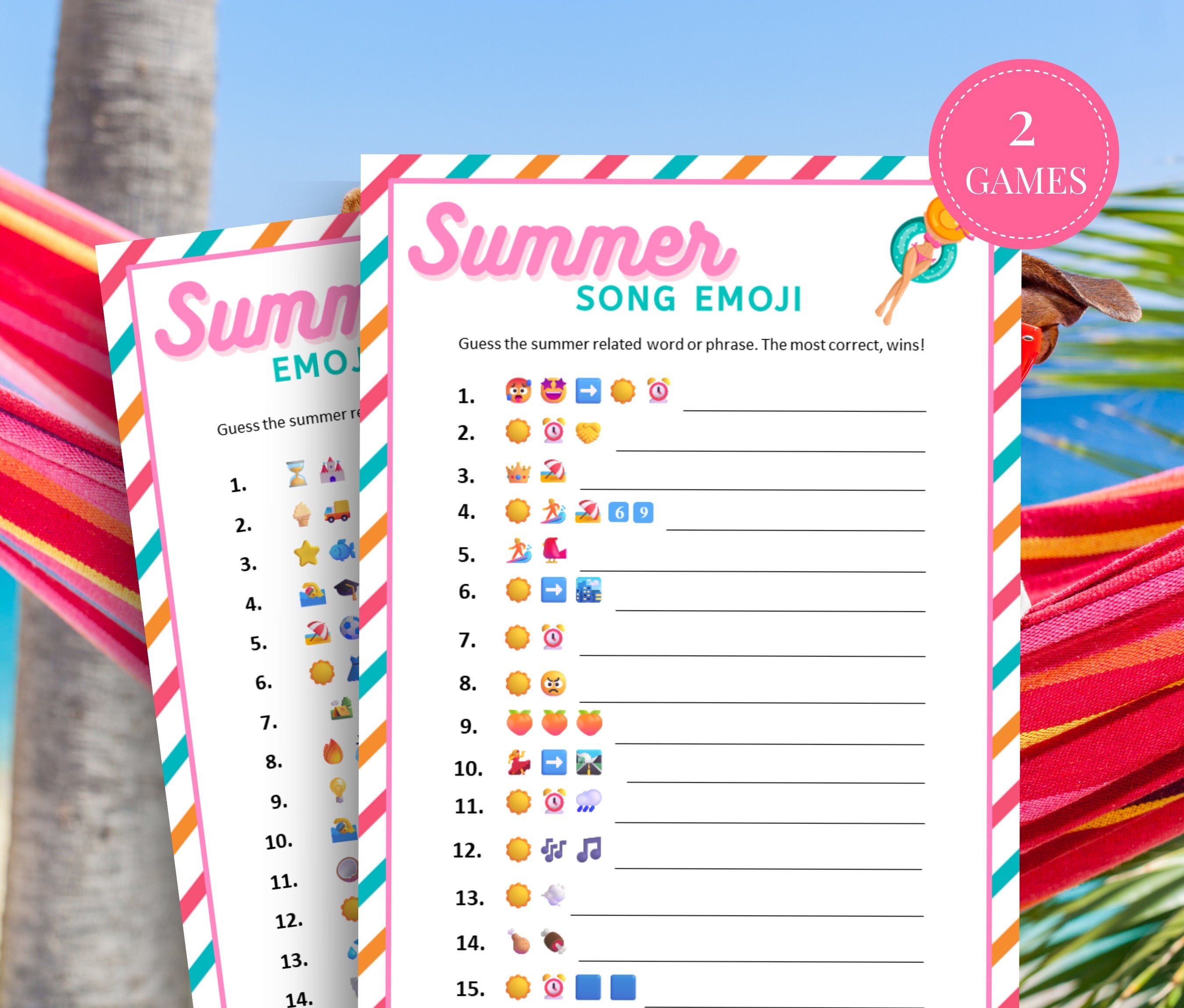 Summer Emoji Pictionary Game, Printable Summer Game, Summer Party Games ...