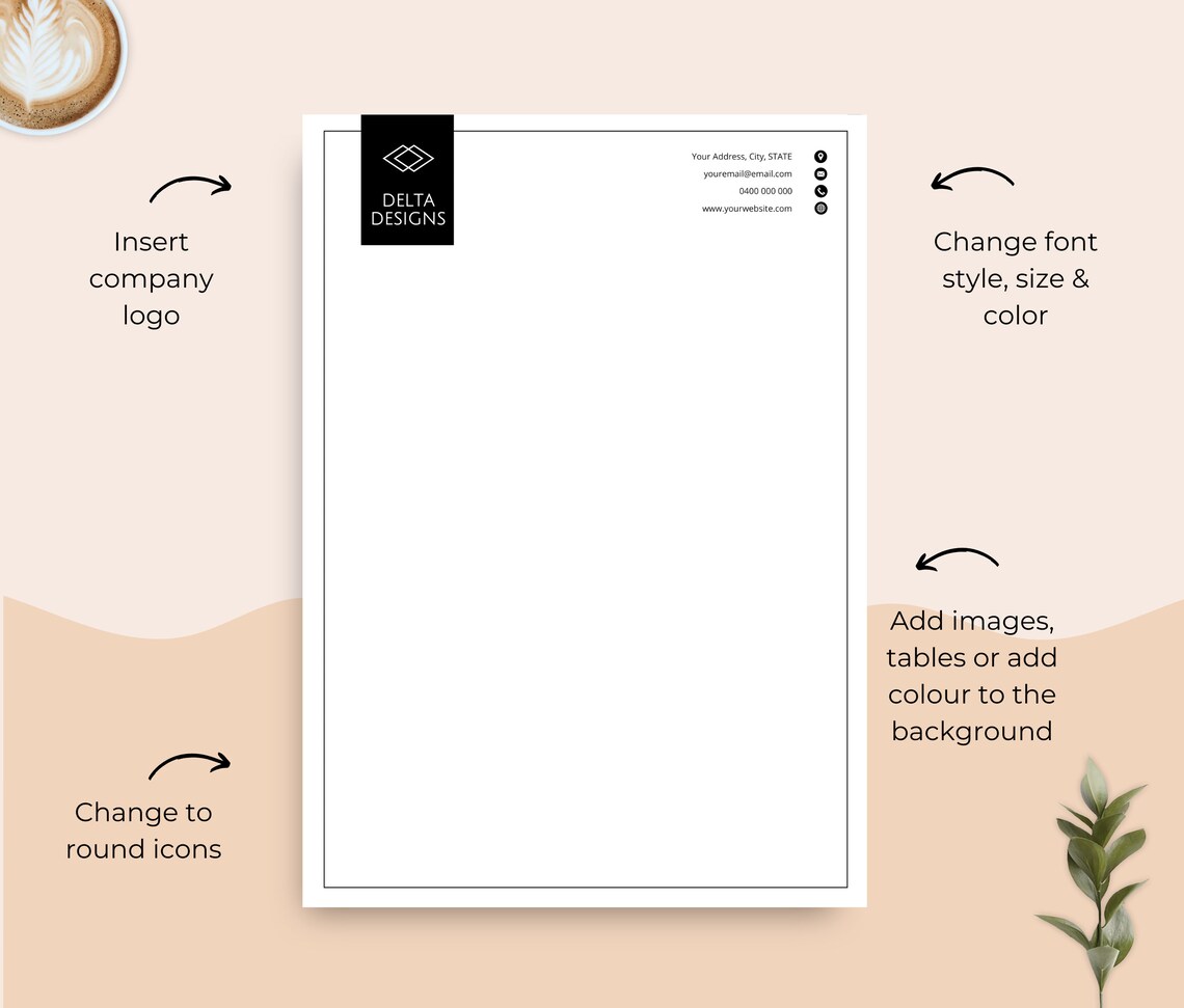 Business Letterhead, Letterhead Template Word Editable, Clean ...
