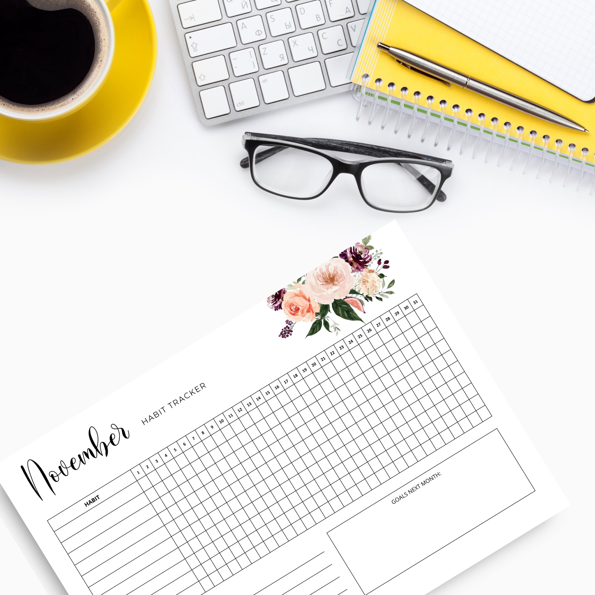 Habit Tracker Template Printable, Daily Habit Tracker Template, Habit ...