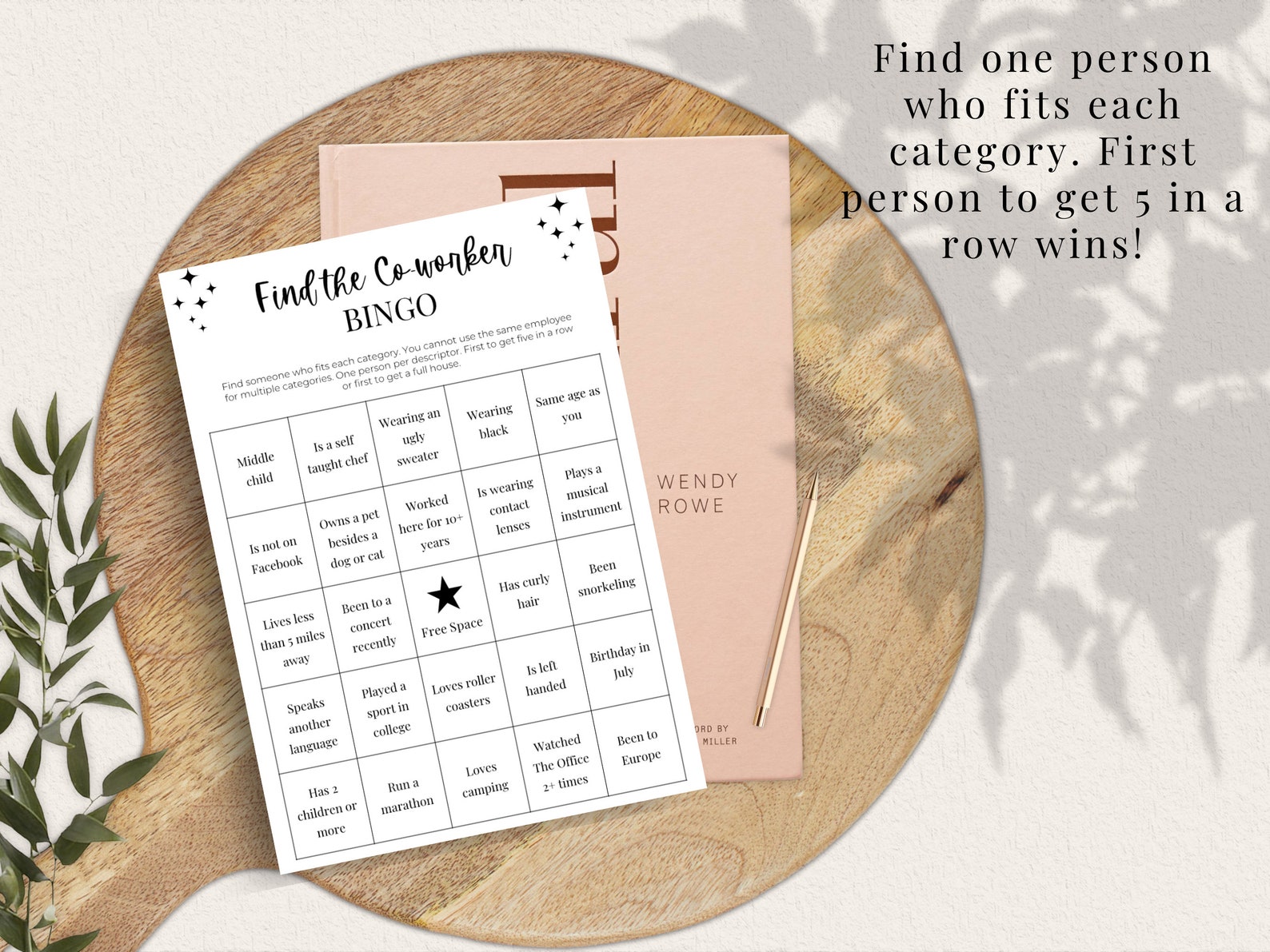 Employee Bingo, Find the Co-worker Bingo, Editable Bingo Card Template ...