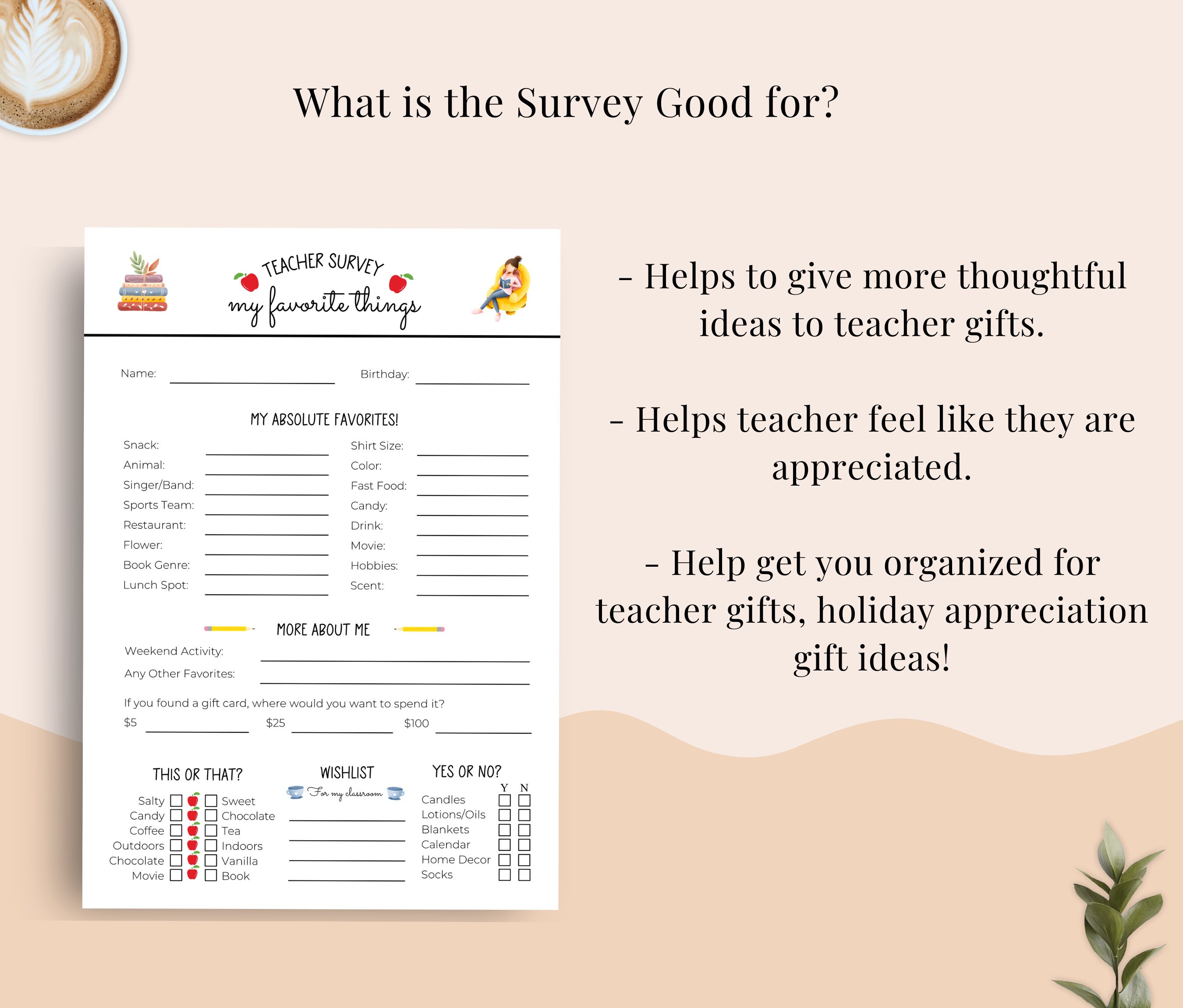 Teacher Survey All About My Teacher, Get to Know Me Favorites Survey ...