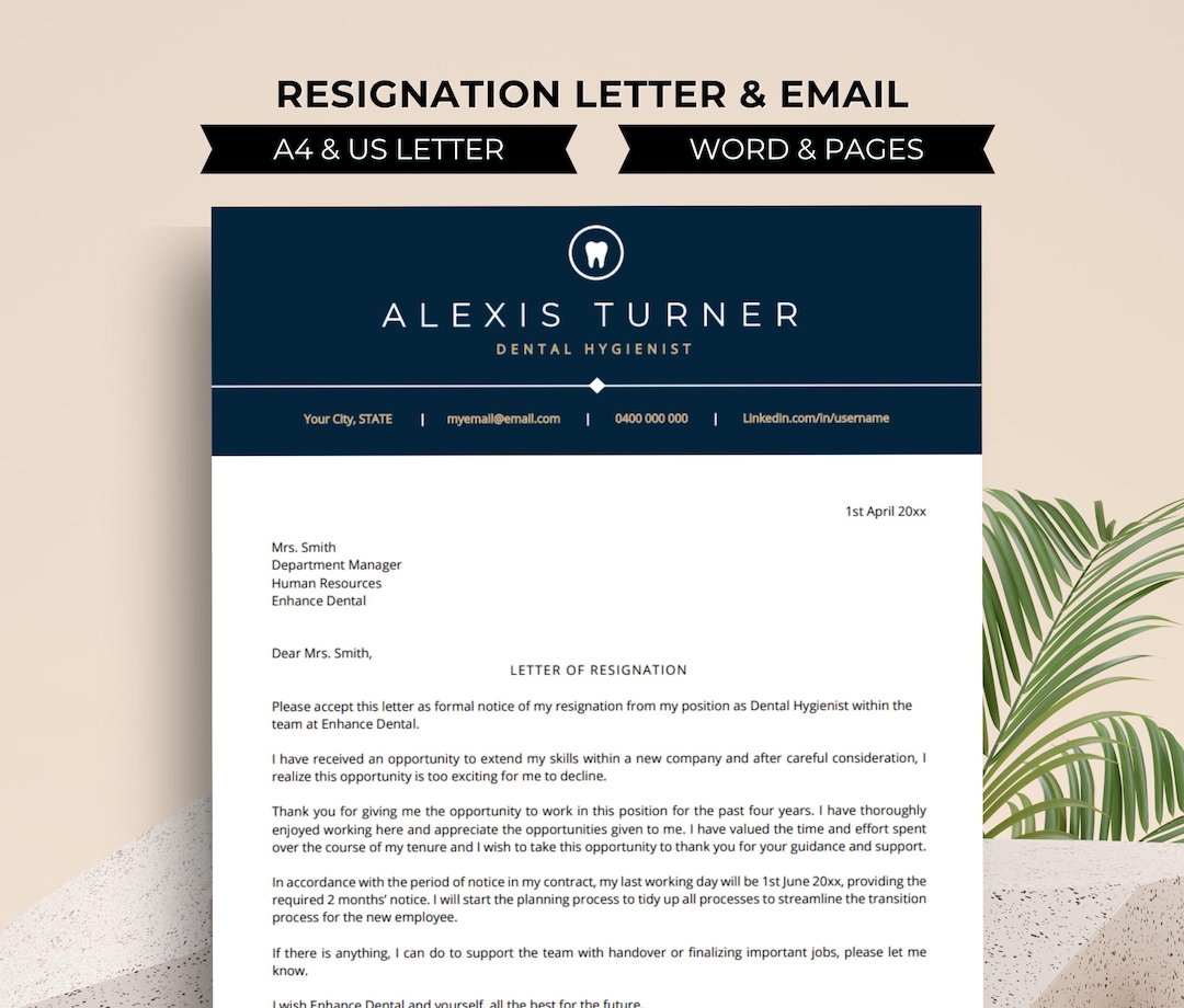 Simple Resignation Letter Template, Resignation Letter Format, Dental ...