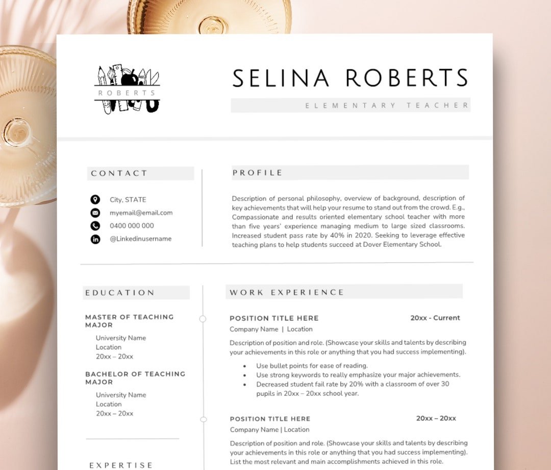 Resume Template Teacher, Modern Resume Template + Cover Letter ...
