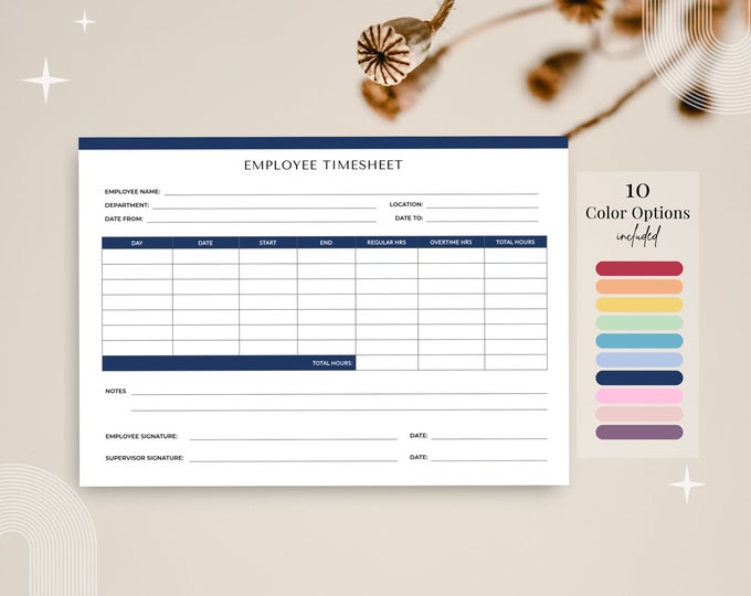 Employee Time Sheet, Timesheet Tracker, Employee Schedule Time Card ...