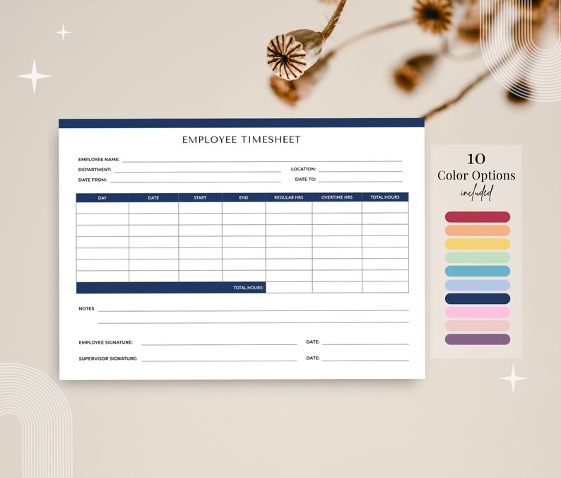 Employee Time Sheet, Timesheet Tracker, Employee Schedule Time Card ...