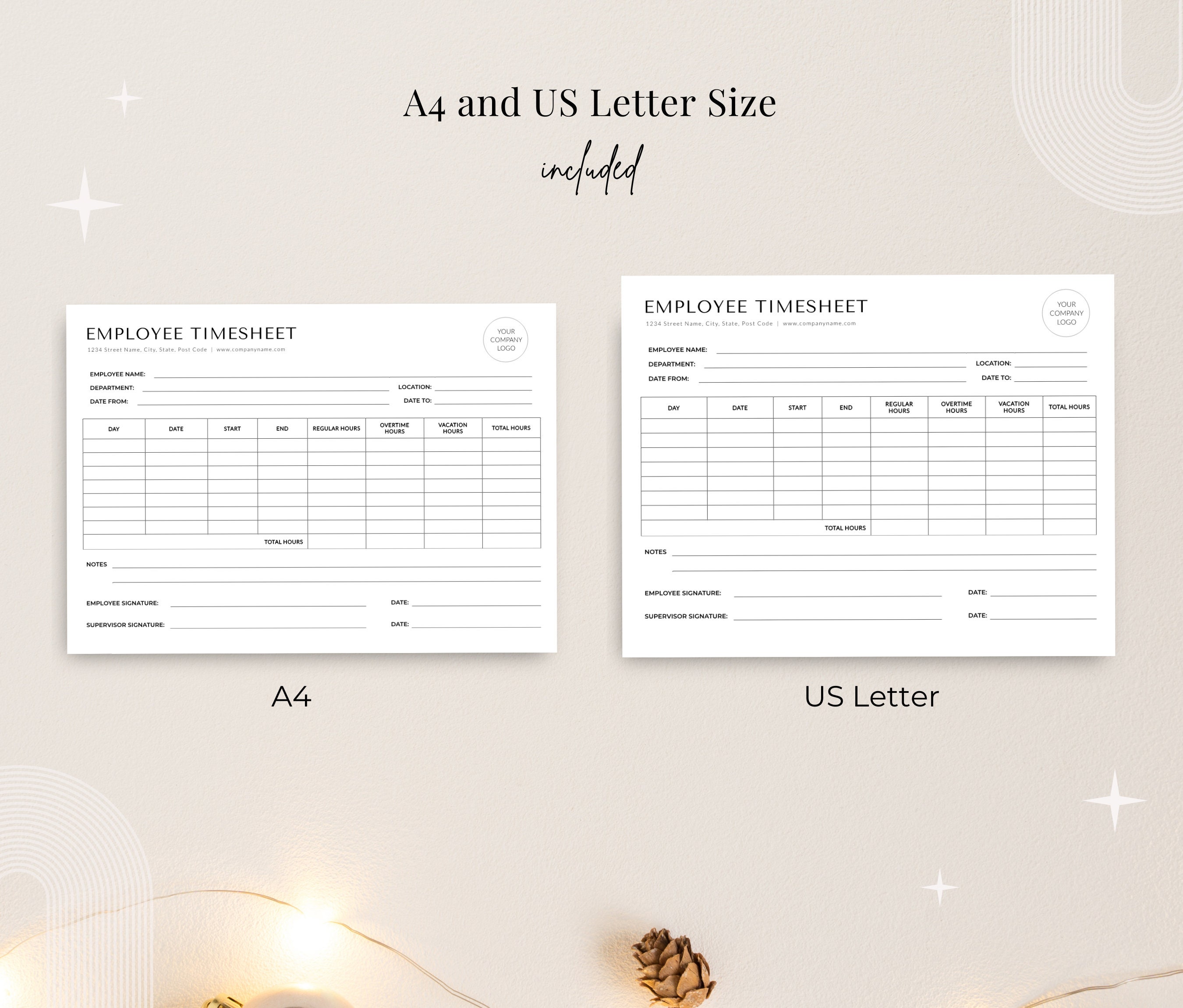 Timesheet Fillable PDF, Timesheet Tracker, Employee Timesheet ...