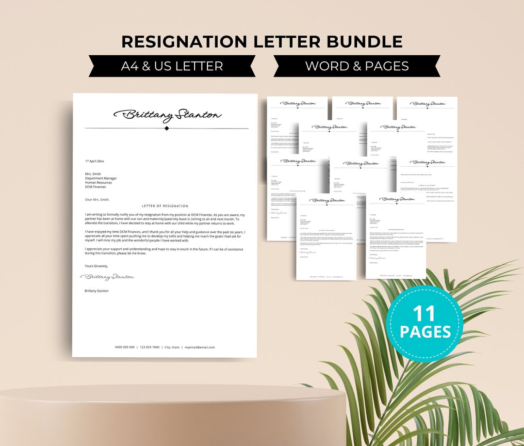 Professional Resignation Letter, Notice Letter Template, Resignation ...