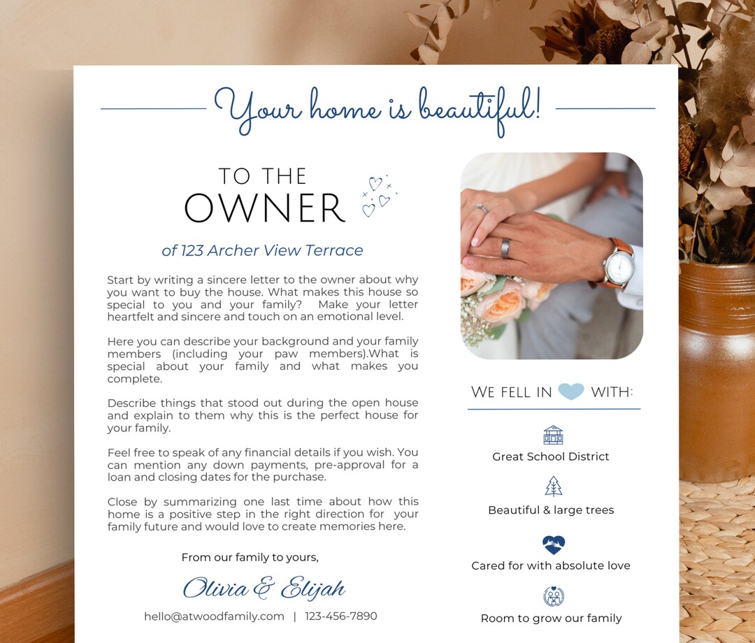 Offer Letter to Seller, Home Buying Letter, Home Offer Letter Template ...