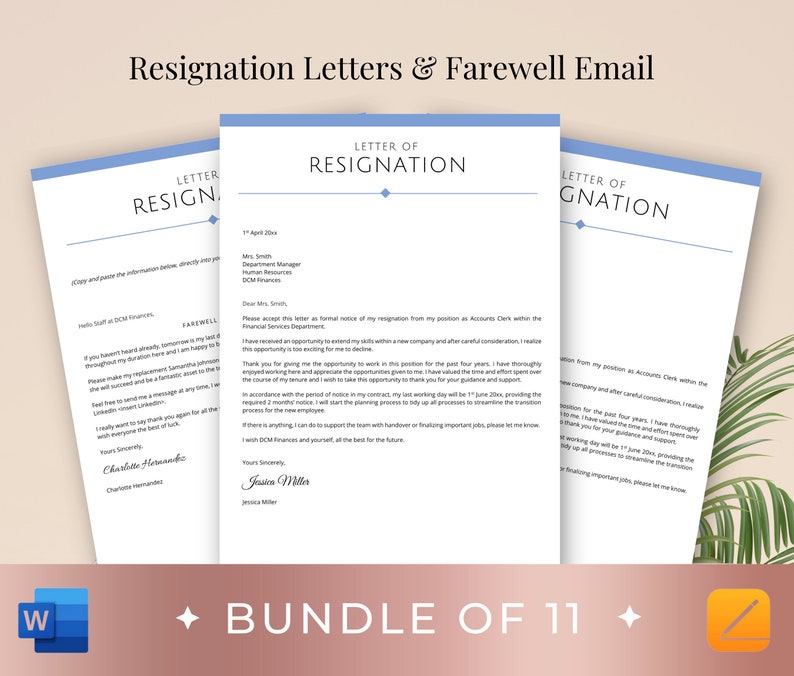 Letter of Resignation Template Notice Letter Resign Letter - Etsy Australia