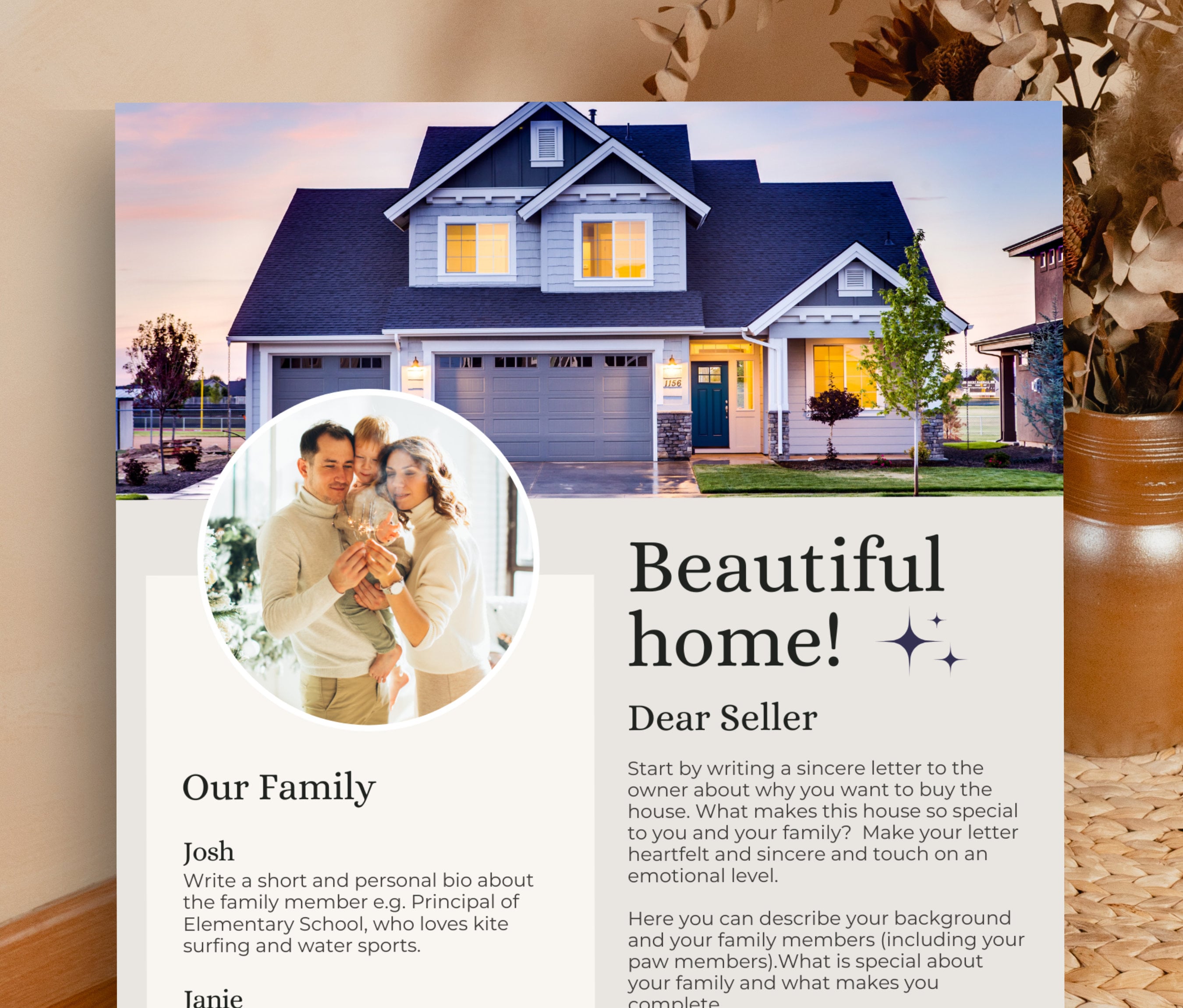 Home Offer Letter Template, Letter to Home Seller, Buying Home Realtor ...