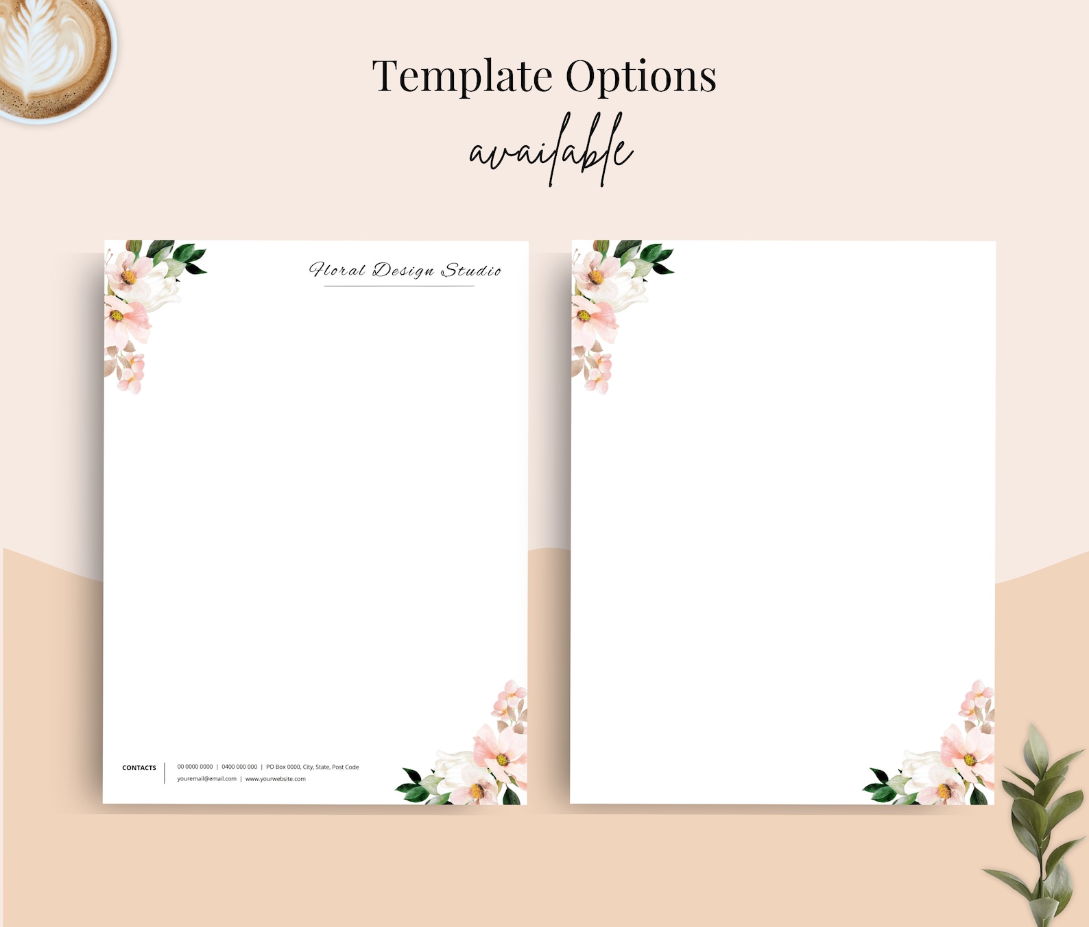 Floral Letterhead Template, Personal Letterhead for Word, Printable ...