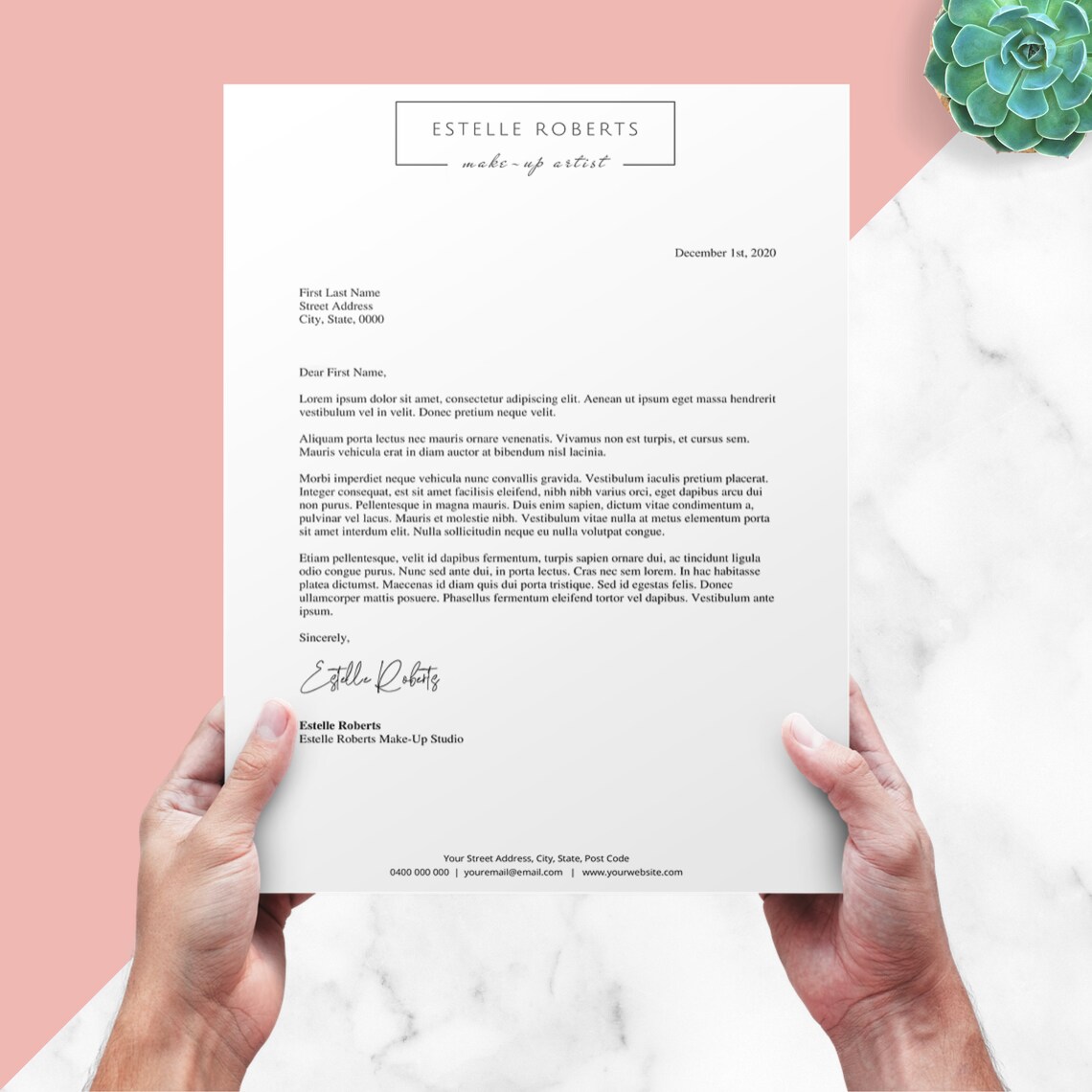 Letterhead Template Word Editable Clean Letterhead Business | Etsy