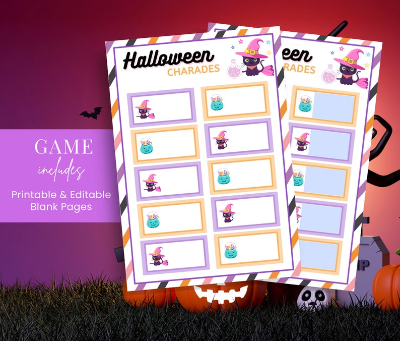 Halloween Charades Game, Printable Halloween Game Halloween Activity ...