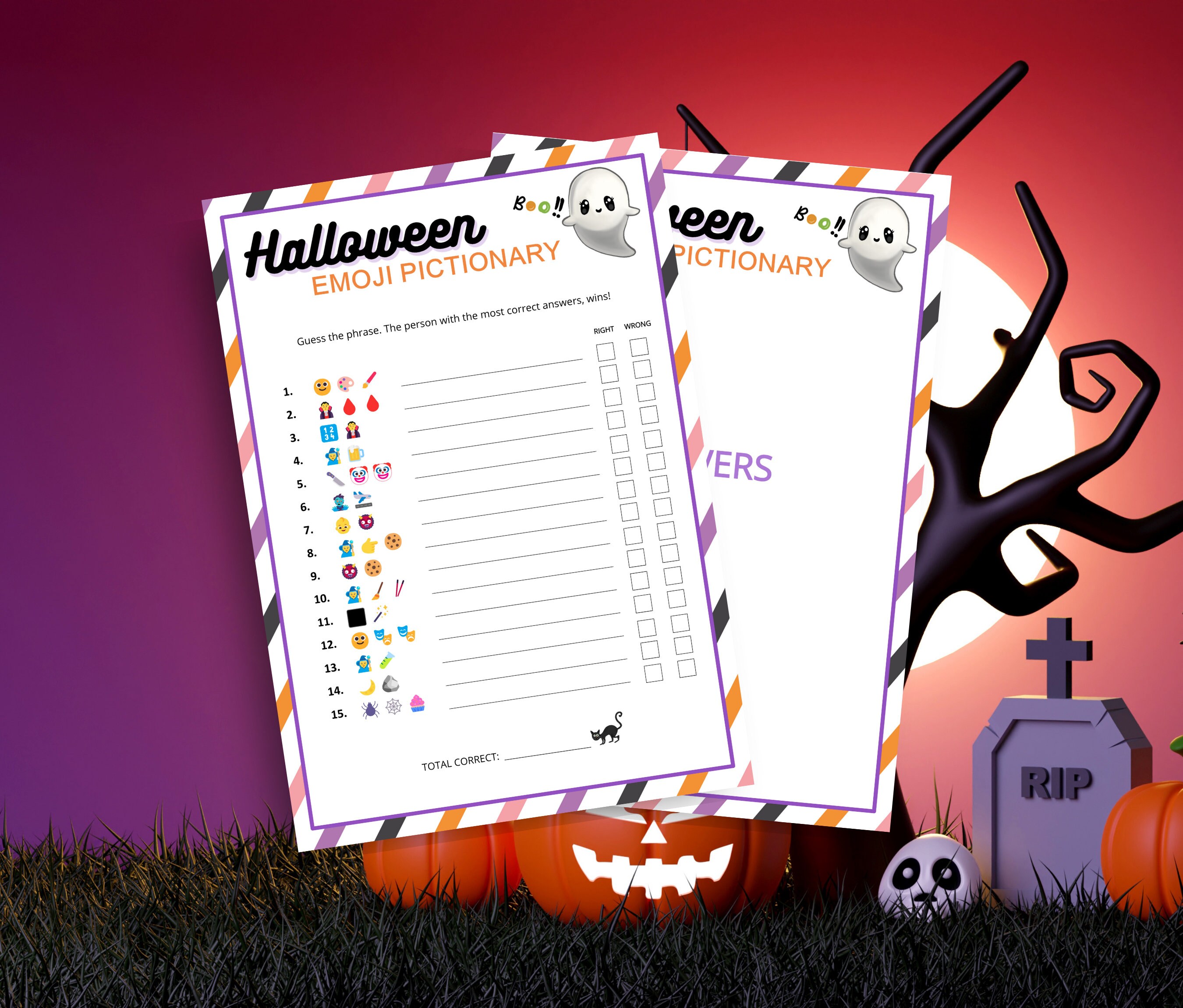 Halloween Emoji Pictionary Games, Halloween Party Game, Emoji Games ...