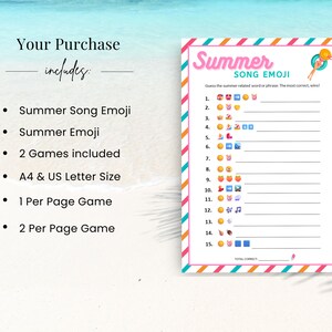 Summer Emoji Pictionary Game, Printable Summer Game, Summer Party Games ...