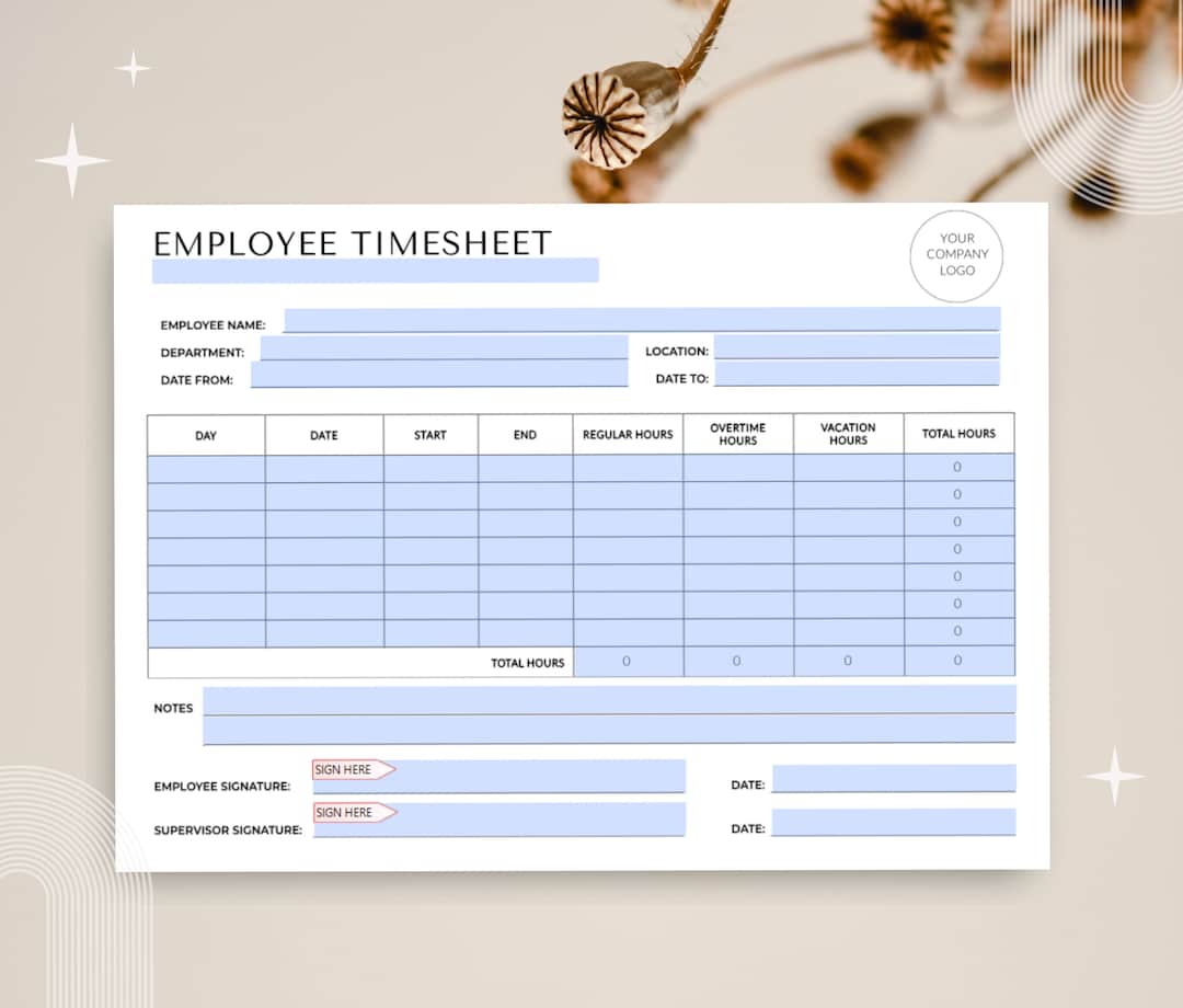 Timesheet - Fillable PDF, Timesheet Tracker, Employee Timesheet ...
