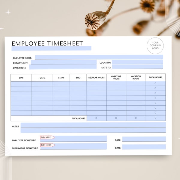 Two Week Employee Time Sheet - Etsy