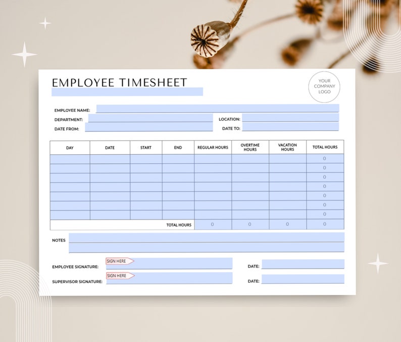 Timesheet - Fillable PDF, Timesheet Tracker, Employee Timesheet ...
