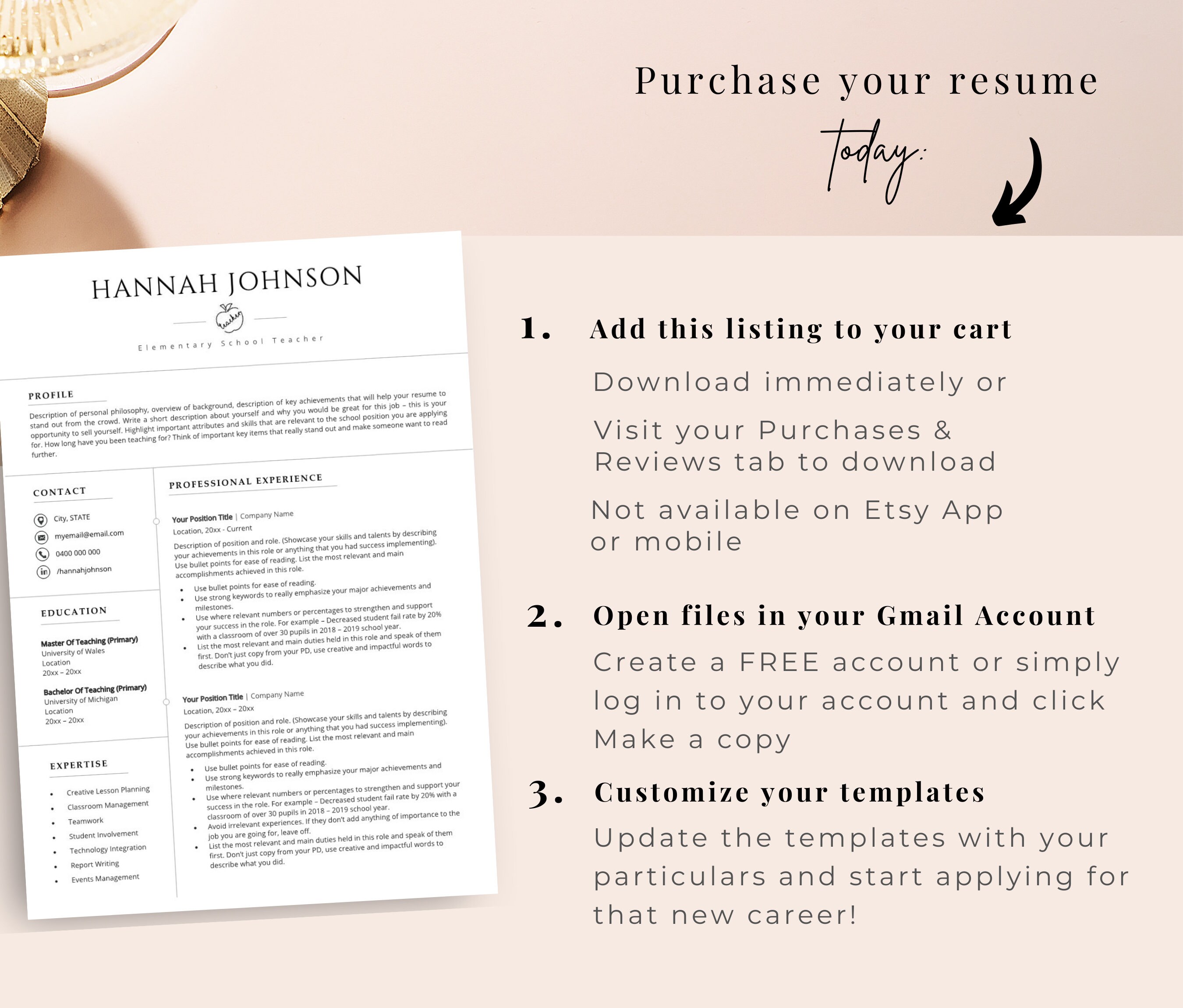 Teacher Resume Google Docs, Teacher Resume and Cover Letter, Teacher ...