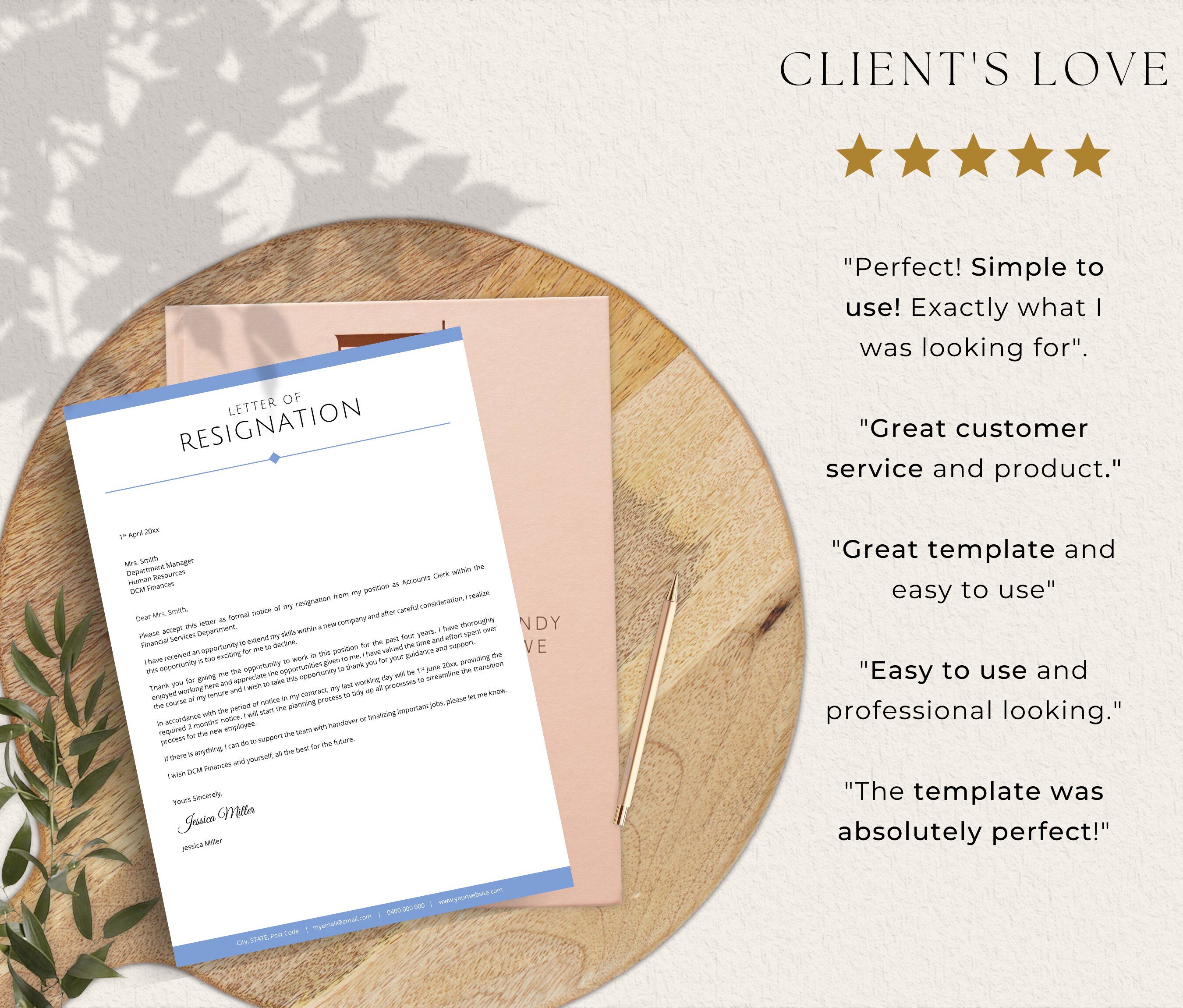 Letter of Resignation Resignation Letter Template Microsoft - Etsy