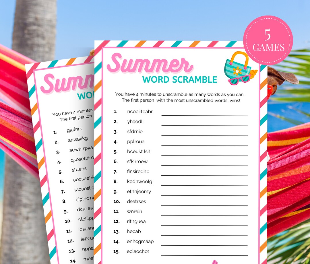 Summer Word Scramble Summer Games Printable, Summer Games for Kids ...