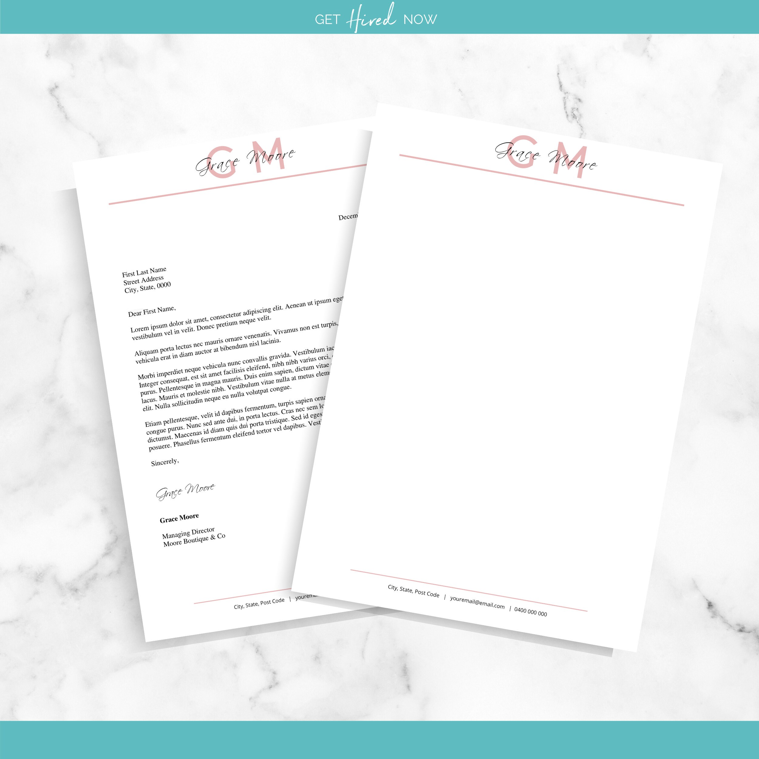 Personal Letterhead Template Pink Personalized Stationery | Etsy