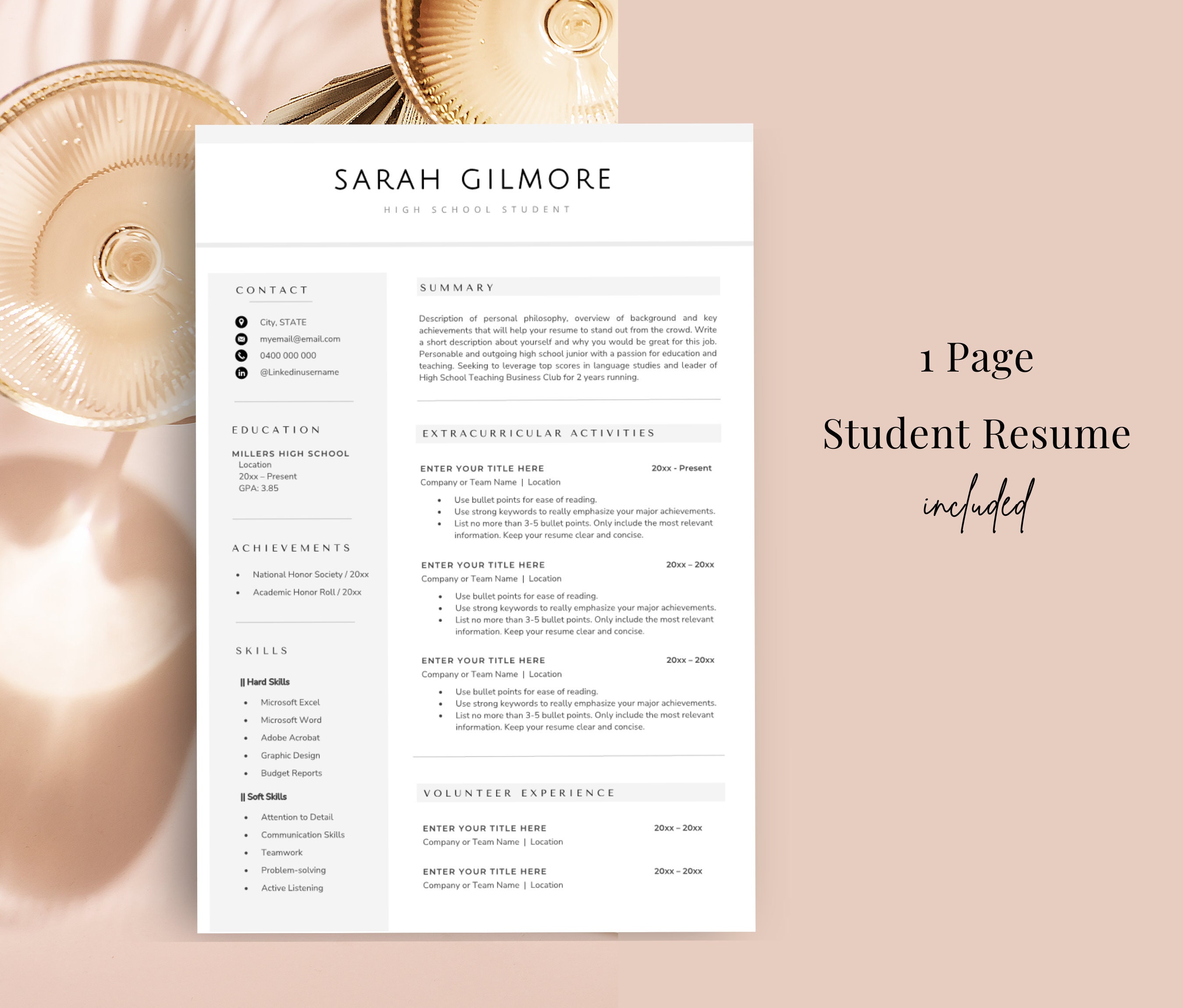 Student Resume Template, High School Student Resume, No Experience ...