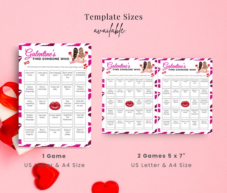 Find Someone Who Game Galentine's Day Bingo, Fun Valentine's Day ...