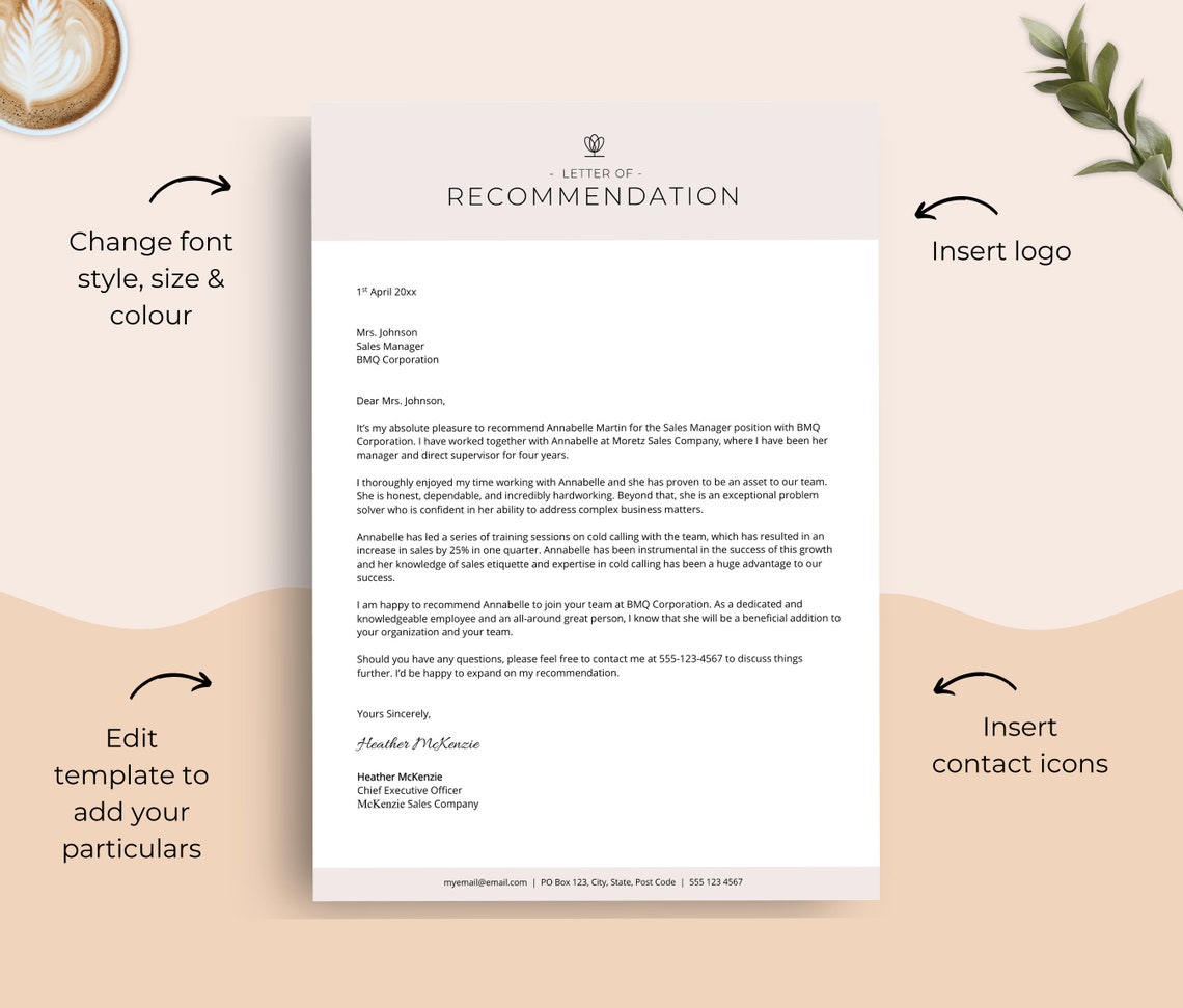Recommendation Letter Template, Letter of Recommendation Template ...