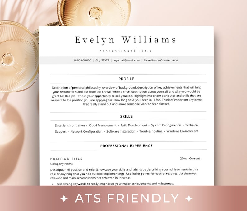 ATS Friendly Resume Template Cv Template Pages Mac, Resume Template ATS ...