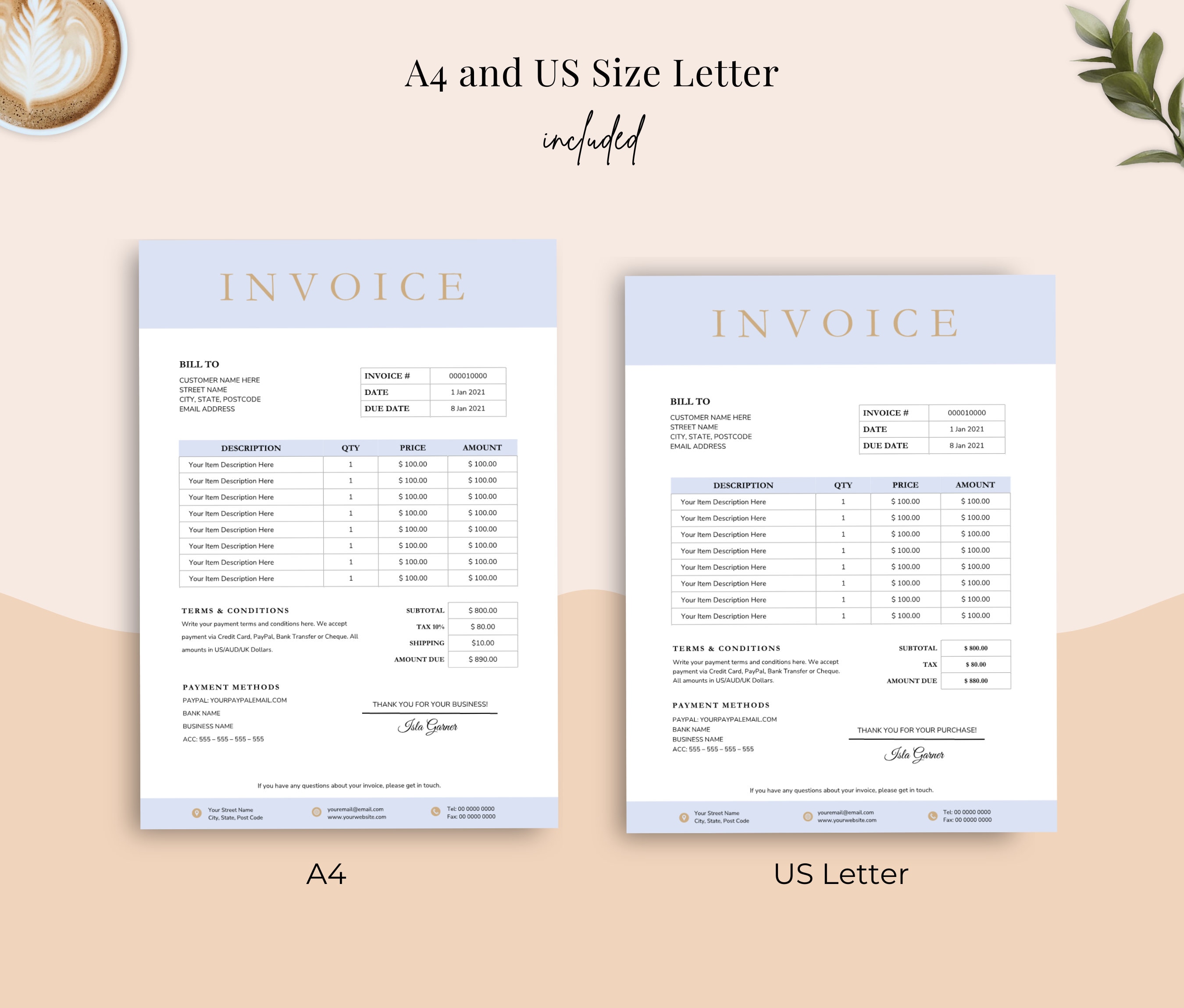 Embroidery Invoice, Printable Invoice Template Word, Freelance Invoice ...