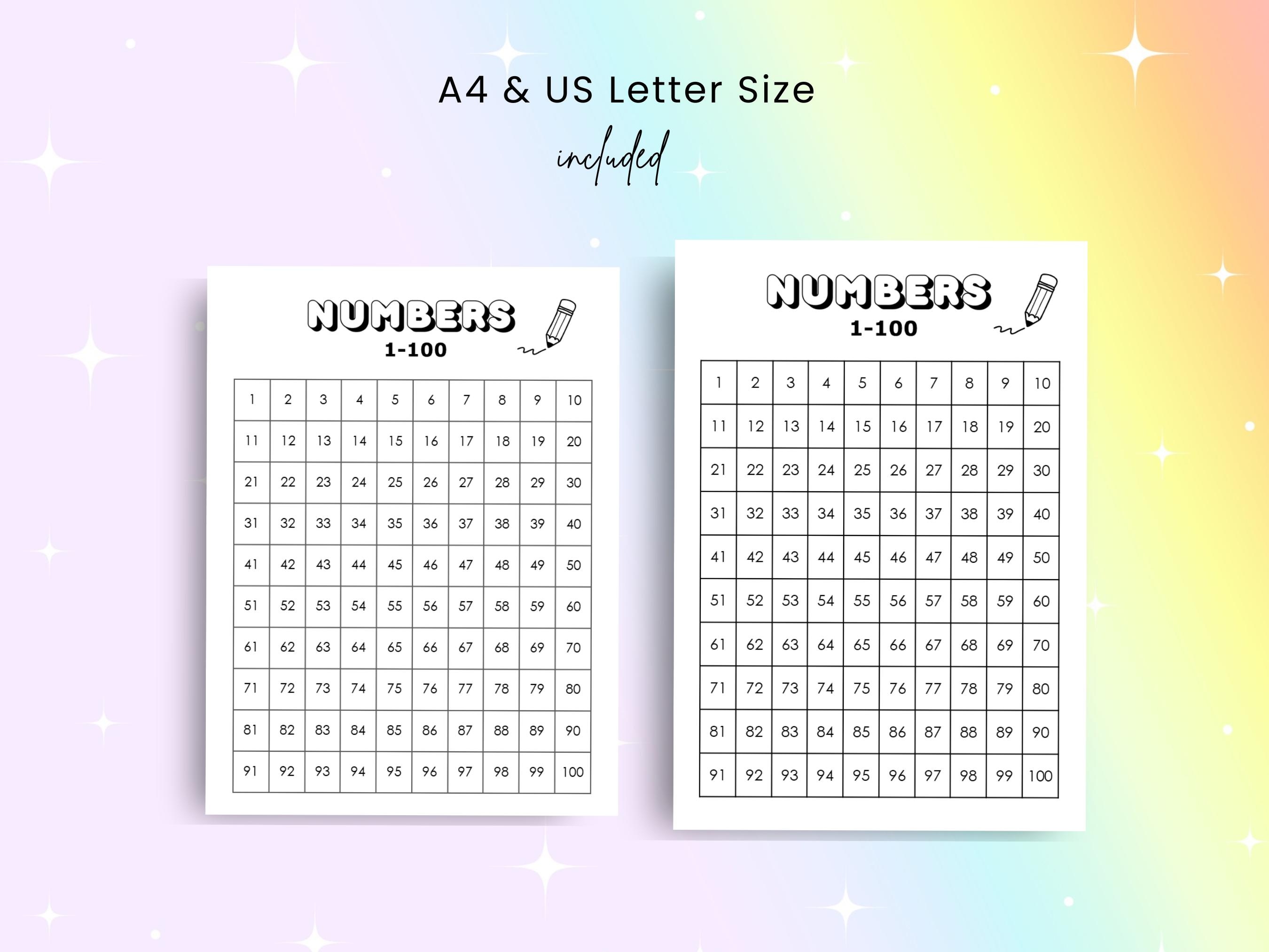 Number Chart 1-1000, Printable Number Chart, Hundreds Chart, Numbers 1 ...