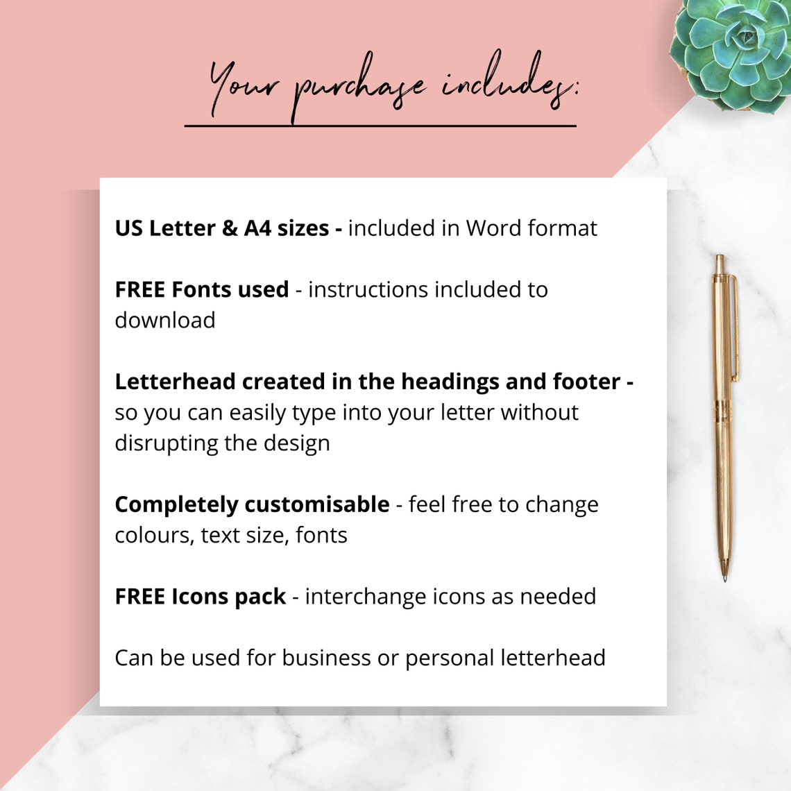 Professional Letterhead Template Business Letterhead Custom - Etsy